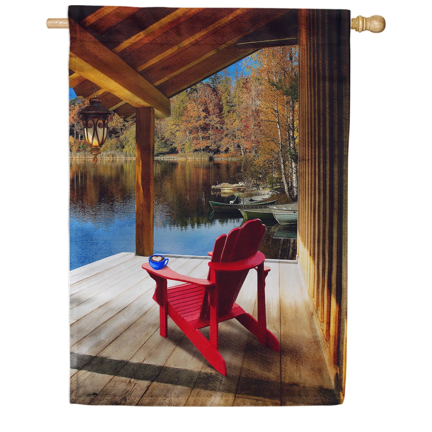 America Forever Fall Lake Solitude House Flag 28 x 40 inch Double Sided ...