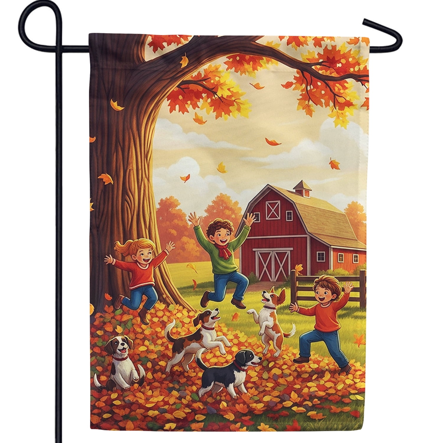 America Forever Fall Leaves Kids Dogs Garden Flag, 12.5 x 18 inch ...