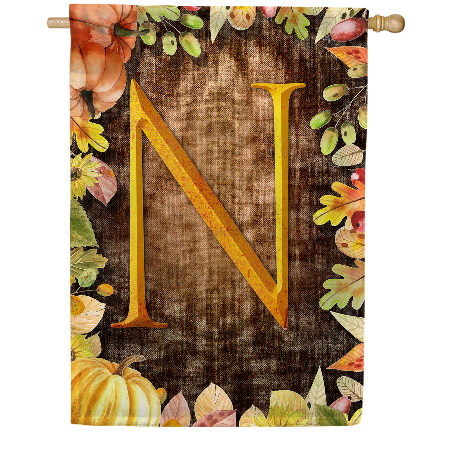 America Forever Fall Monogram House Flag Letter N 28 x 40 inches Double ...