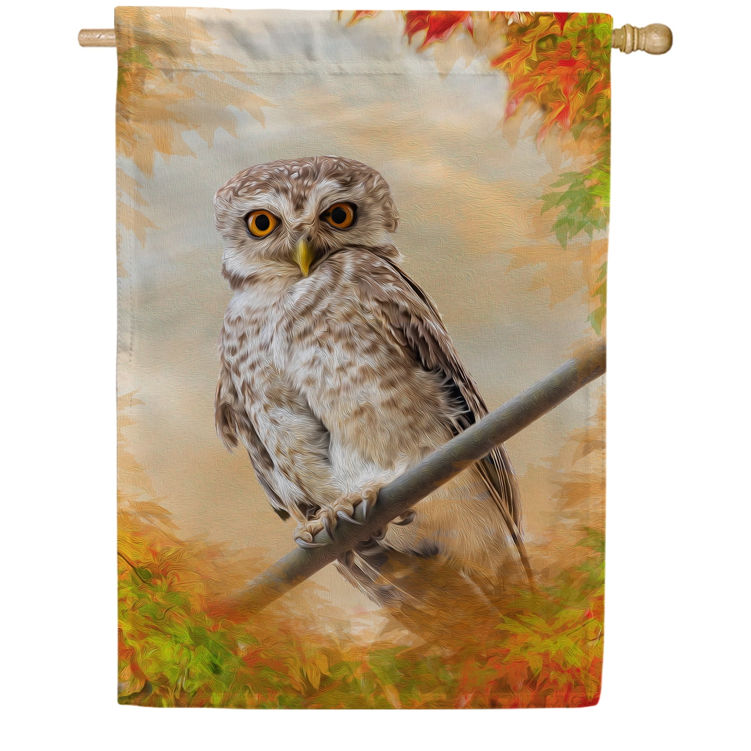 America Forever Fall Owl House Flag, 28 x 40 inches Double Sided, Welcome Autumn Owl Flag, Fall ...