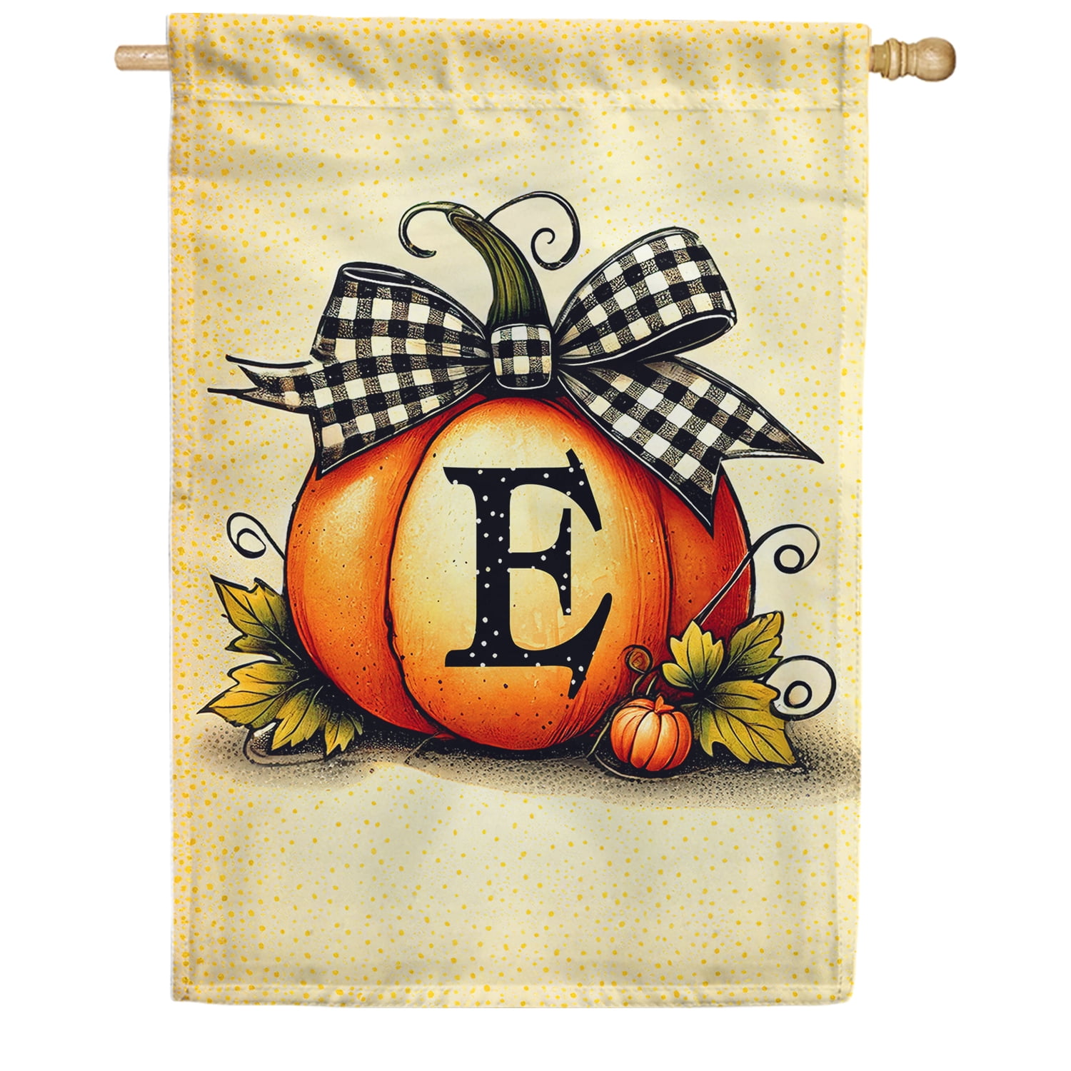 America Forever Fall Pumpkin Monogram Letter E House Flag, 28 x 40 inch ...