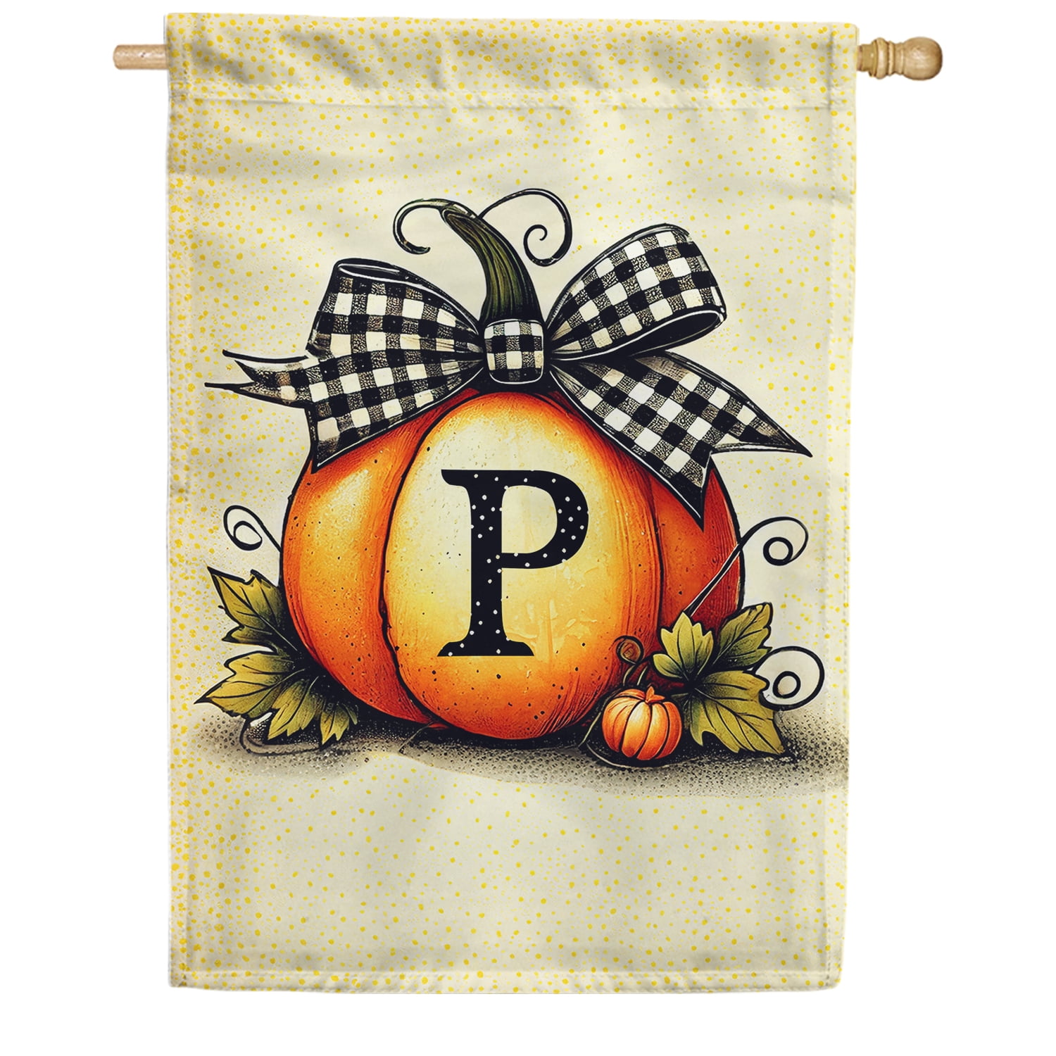 America Forever Fall Pumpkin Monogram Letter P House Flag 28 x 40 Inch ...