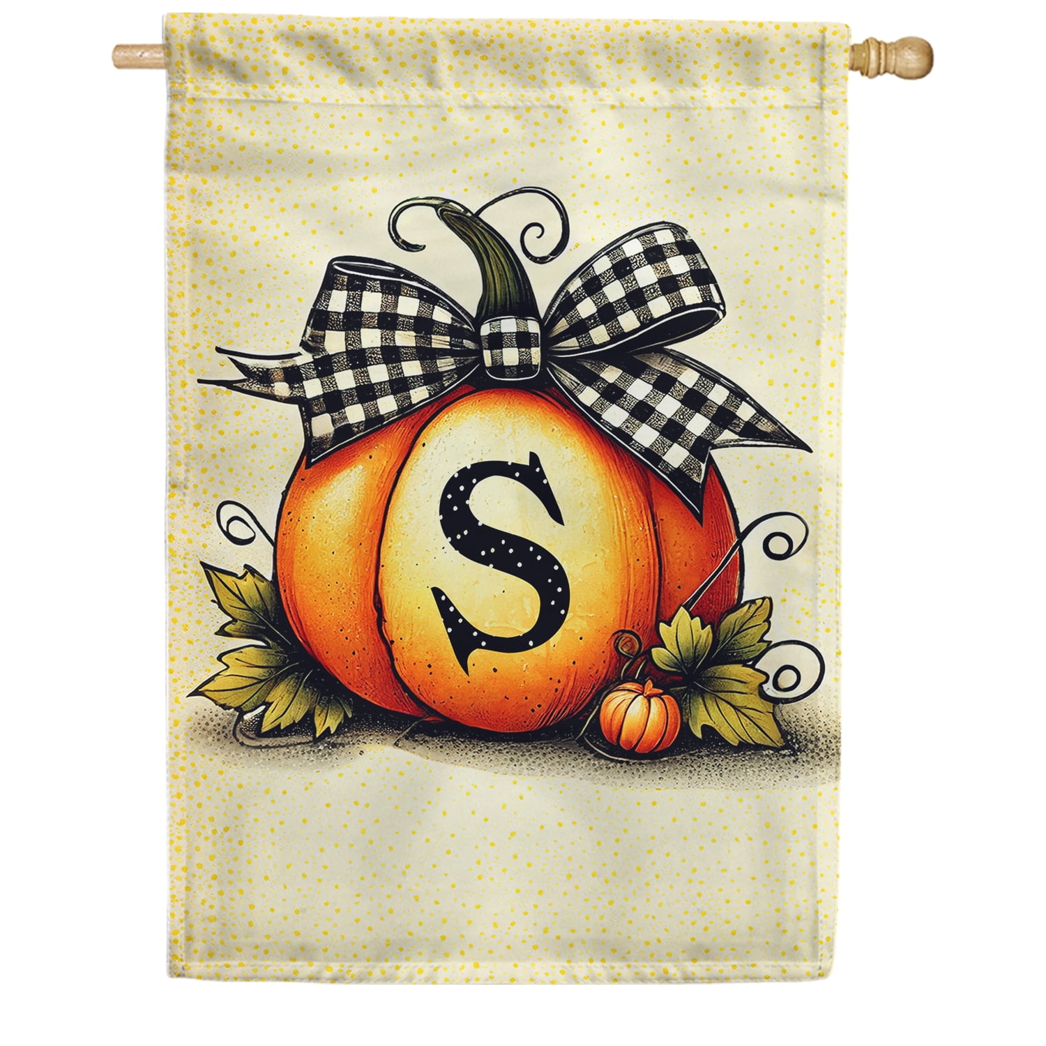 America Forever Fall Pumpkin Monogram Letter S House Flag, 28 x 40 inch ...