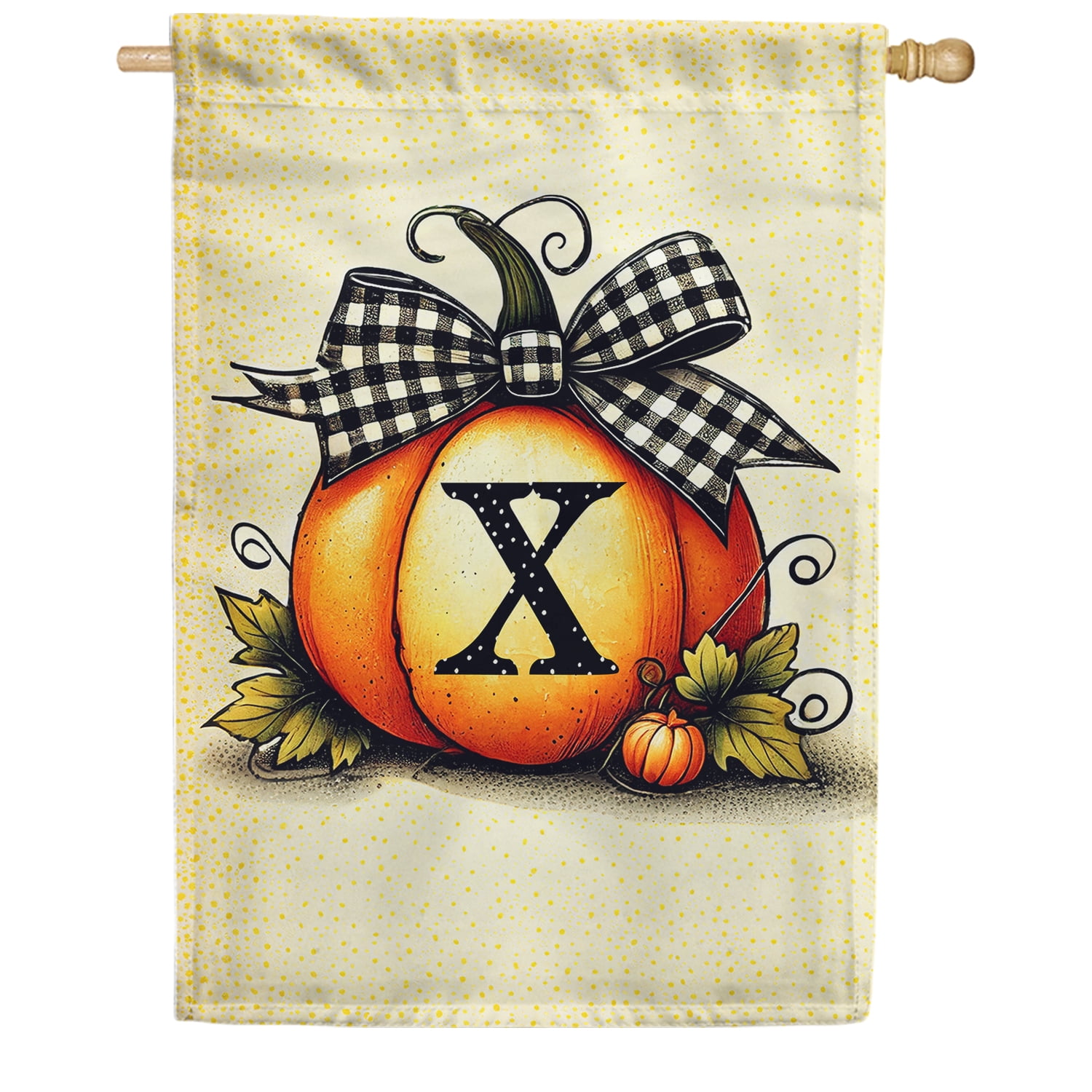 America Forever Fall Pumpkin Monogram Letter X House Flag, 28 x 40 Inch ...