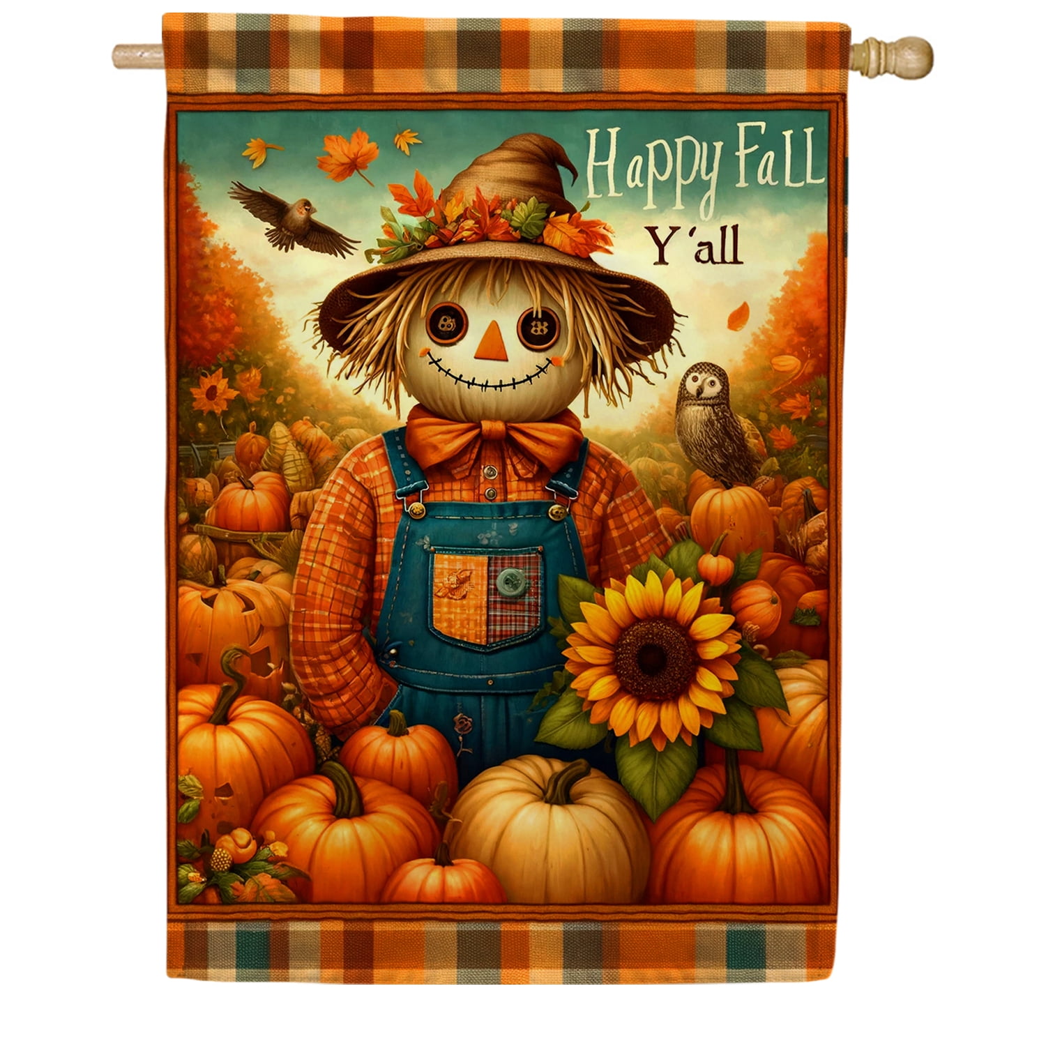 America Forever Fall Scarecrow House Flag, 28 x 40 inches Double Sided ...