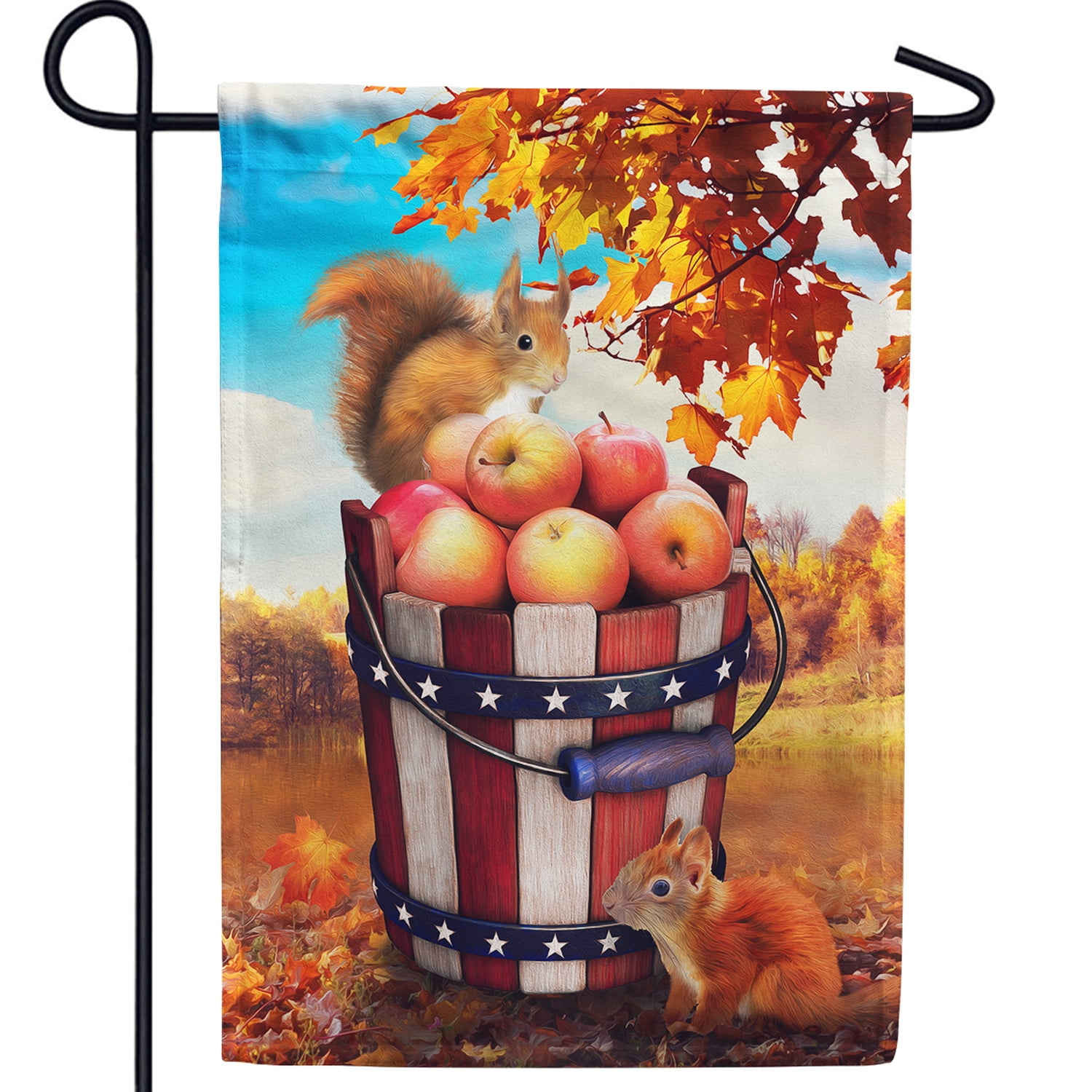 America Forever Fall Squirrels Garden Flag - Autumn Bounty Fall Harvest ...