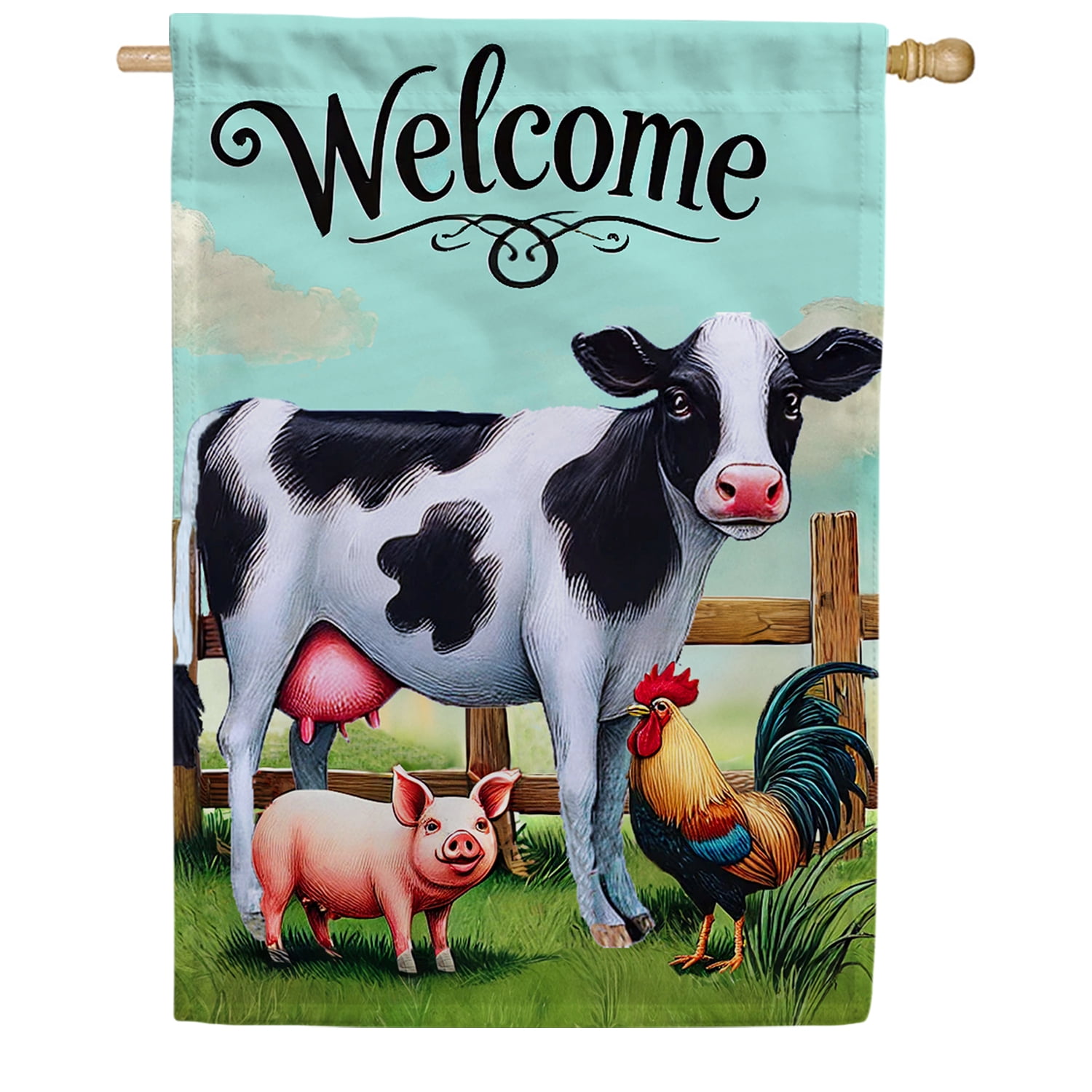 America Forever Farmhouse Welcome House Flag, 28 x 40 inch Double Sided ...