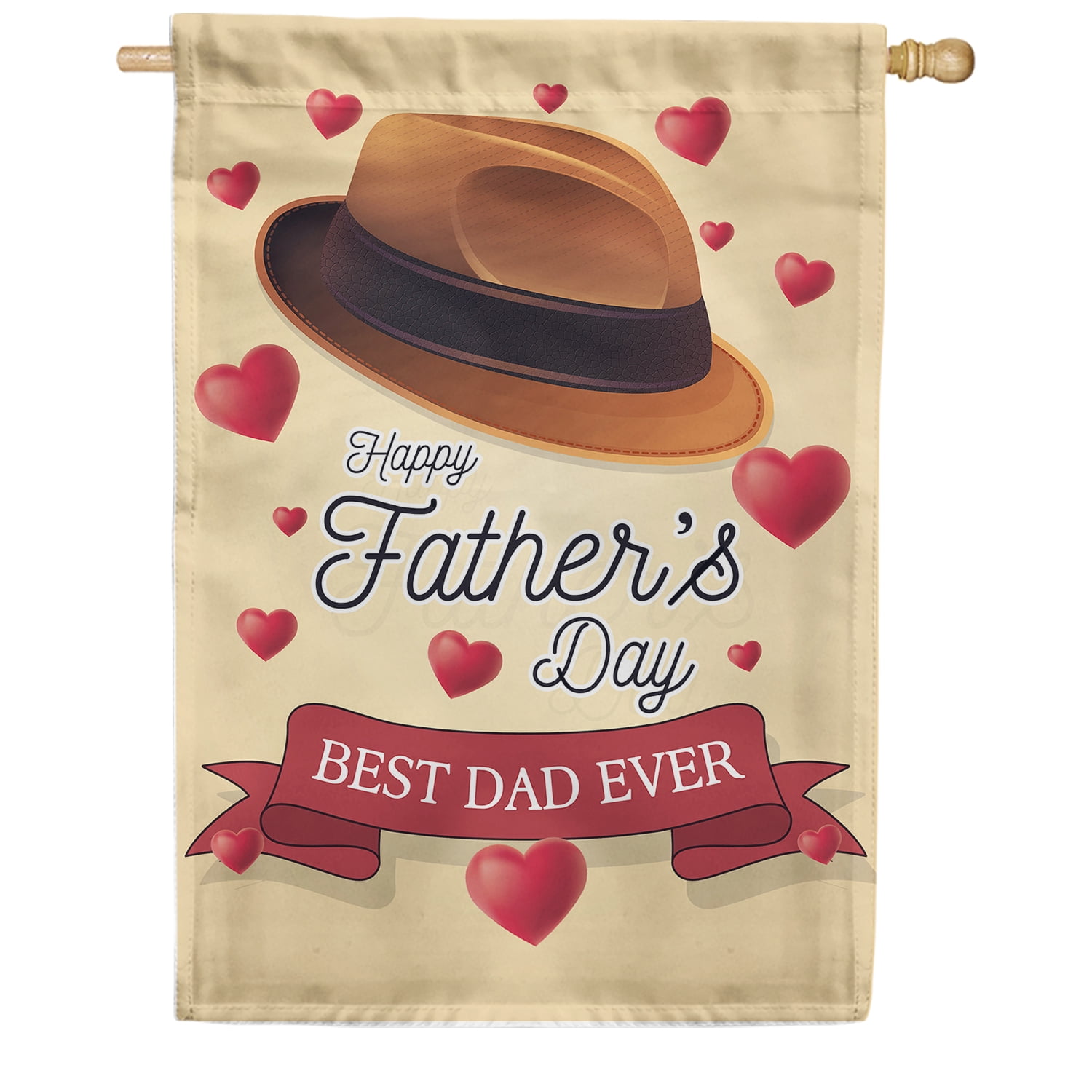 America Forever Father's Day House Flag - Fedora And Hearts - World's ...