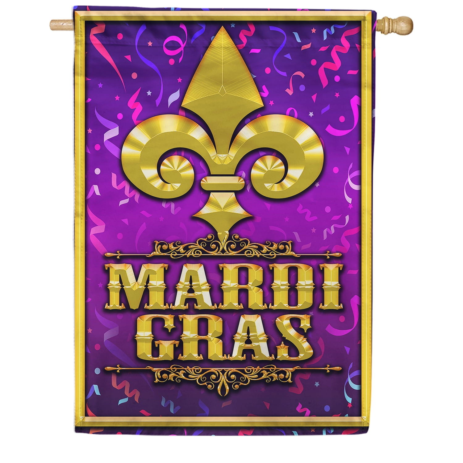 America Forever Flags Festive Fleur De Lis, Mardi Gras House Flag ...