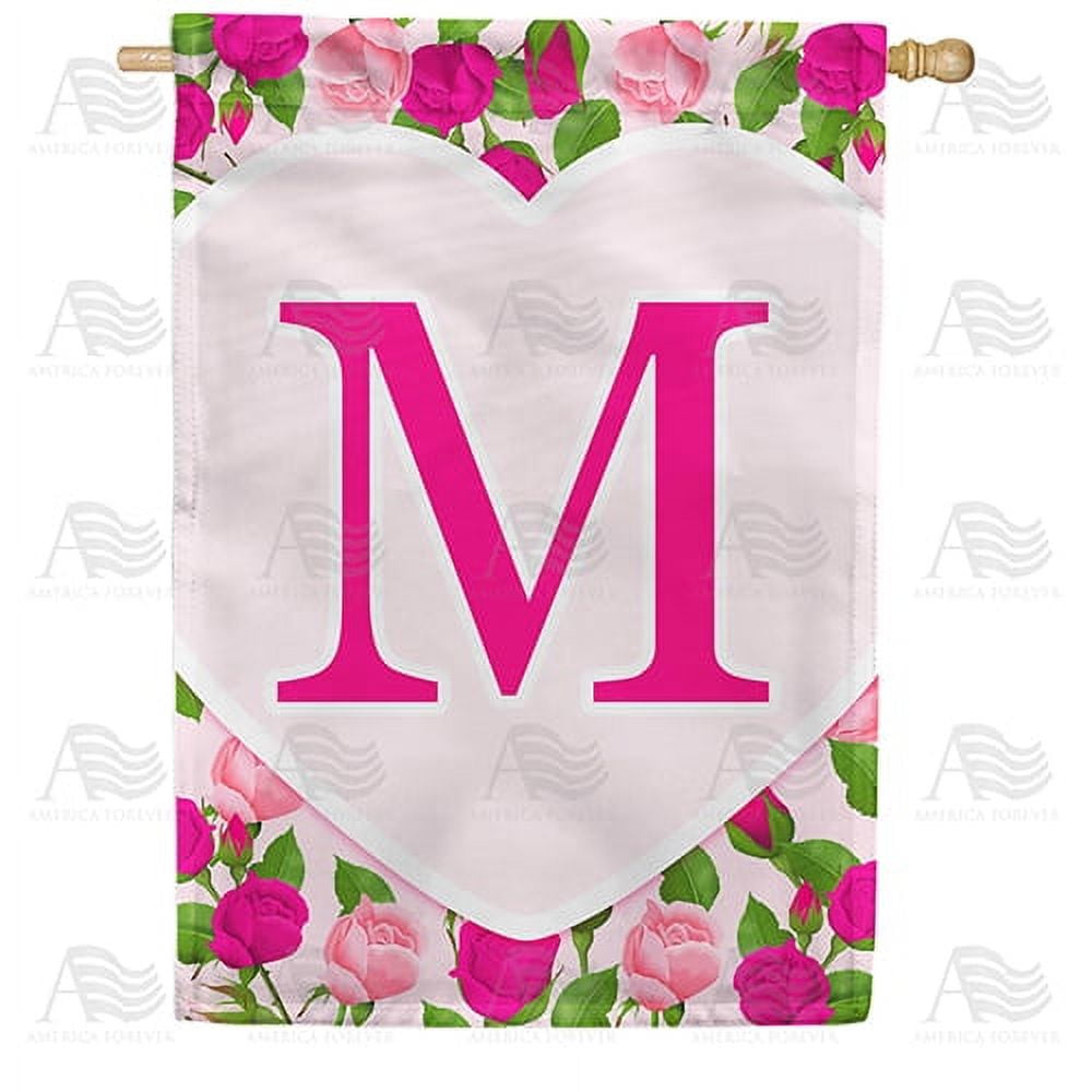 America Forever Flags Monogram Letter M House Flag - Pink Roses - 28 x ...
