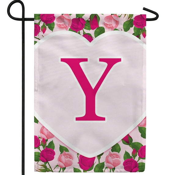 America Forever Flags Monogram Letter Y Garden Flag - Pink Roses - 12.5 ...