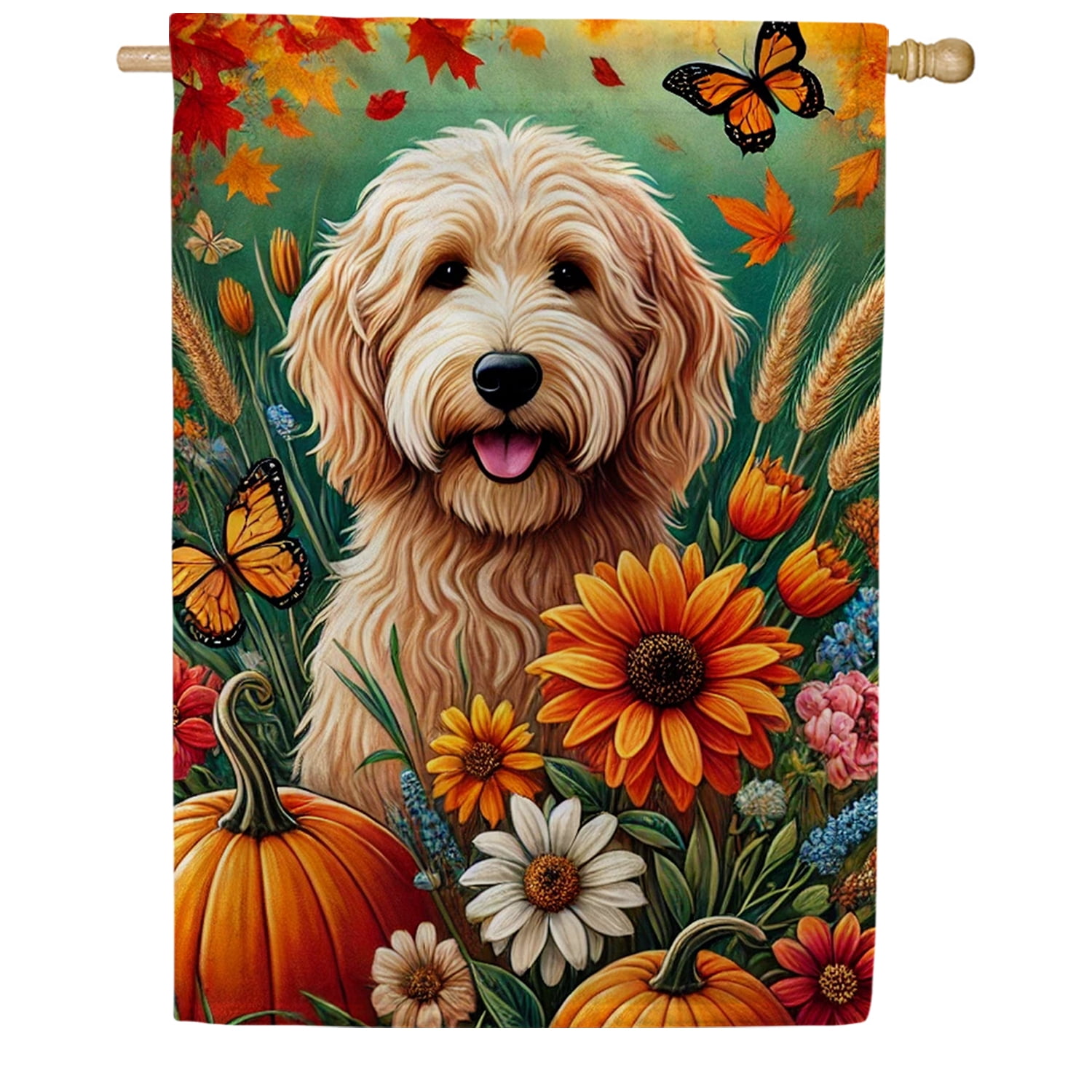 America Forever Friendly Dog Fall Welcome Flag, 28 x 40 inch Double ...