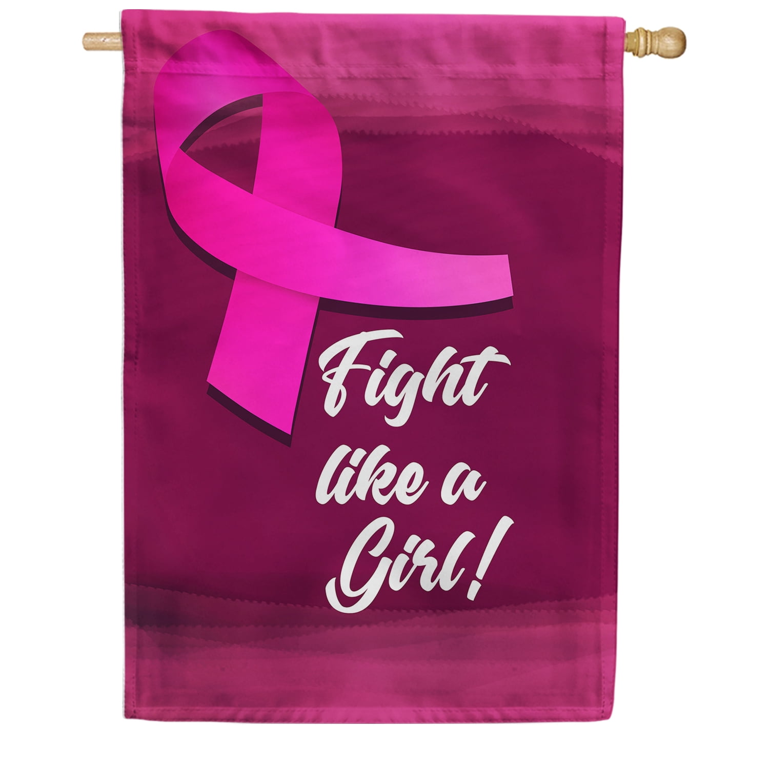America Forever Girl Fight Breast Cancer House Flag, 28 x 40 inch Double Sided, Pink Ribbon Flag ...