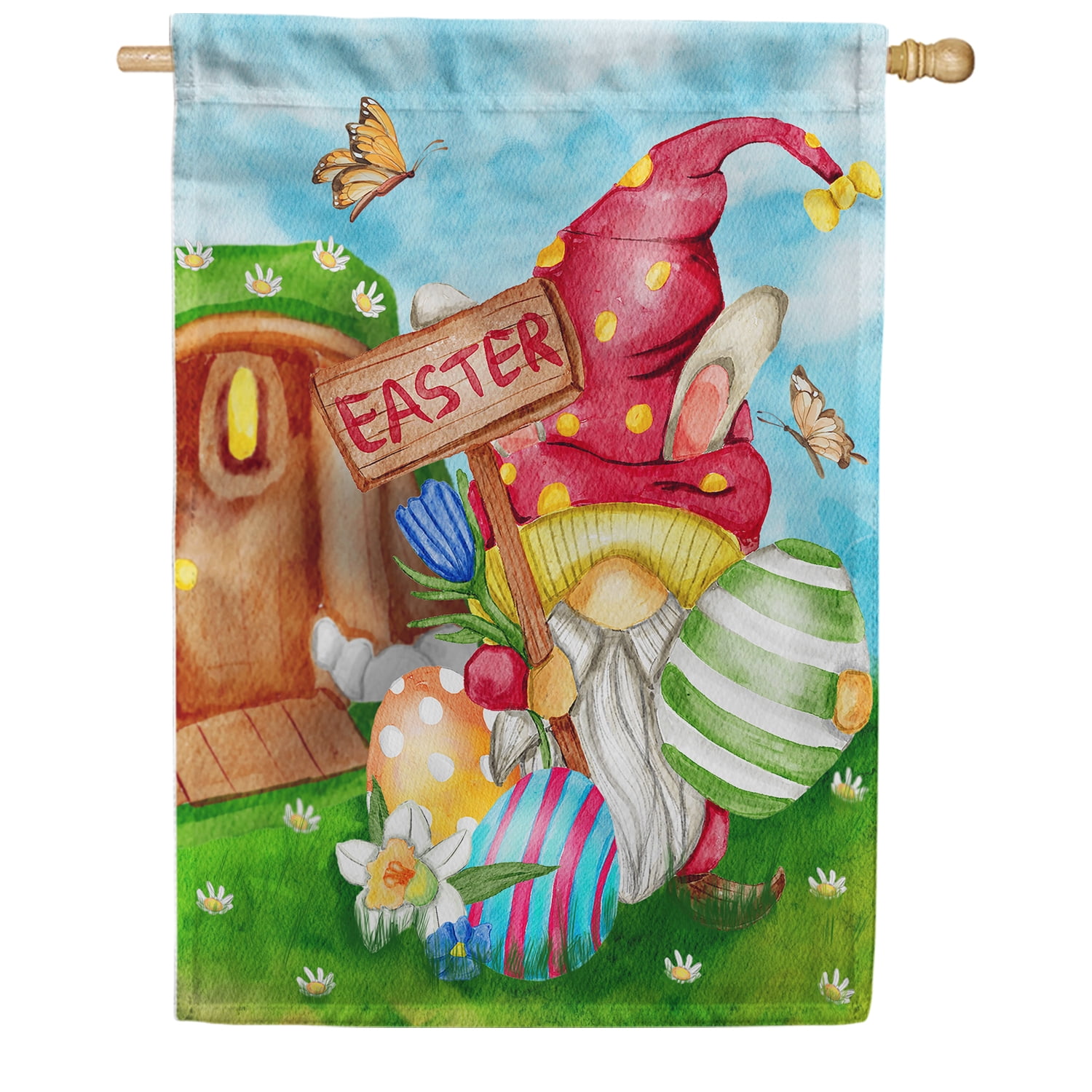 America Forever Gnome Easter House Flag 28 x 40 inch Double Sided Egg ...