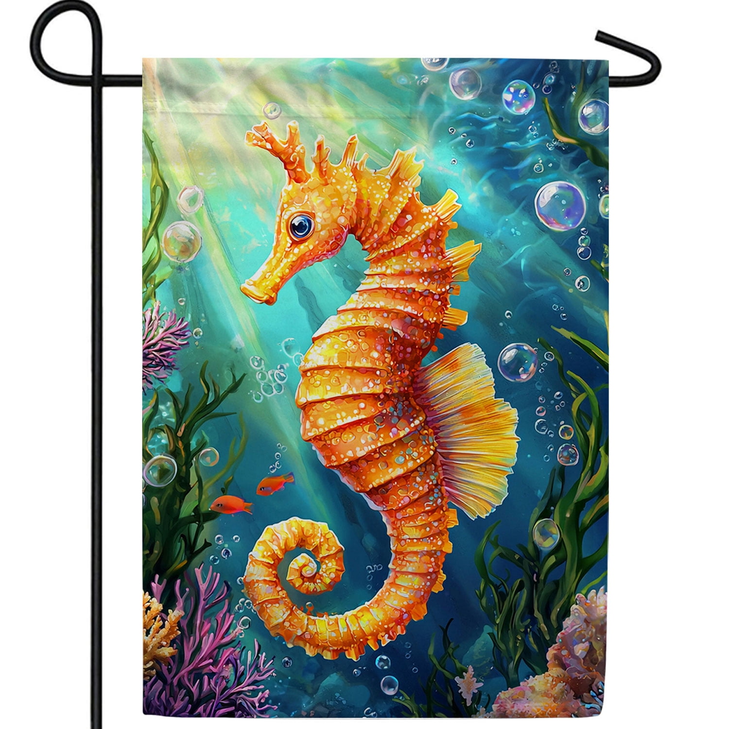 America Forever Golden Seahorse Ocean Garden Flag, 12.5 x 18 inch ...