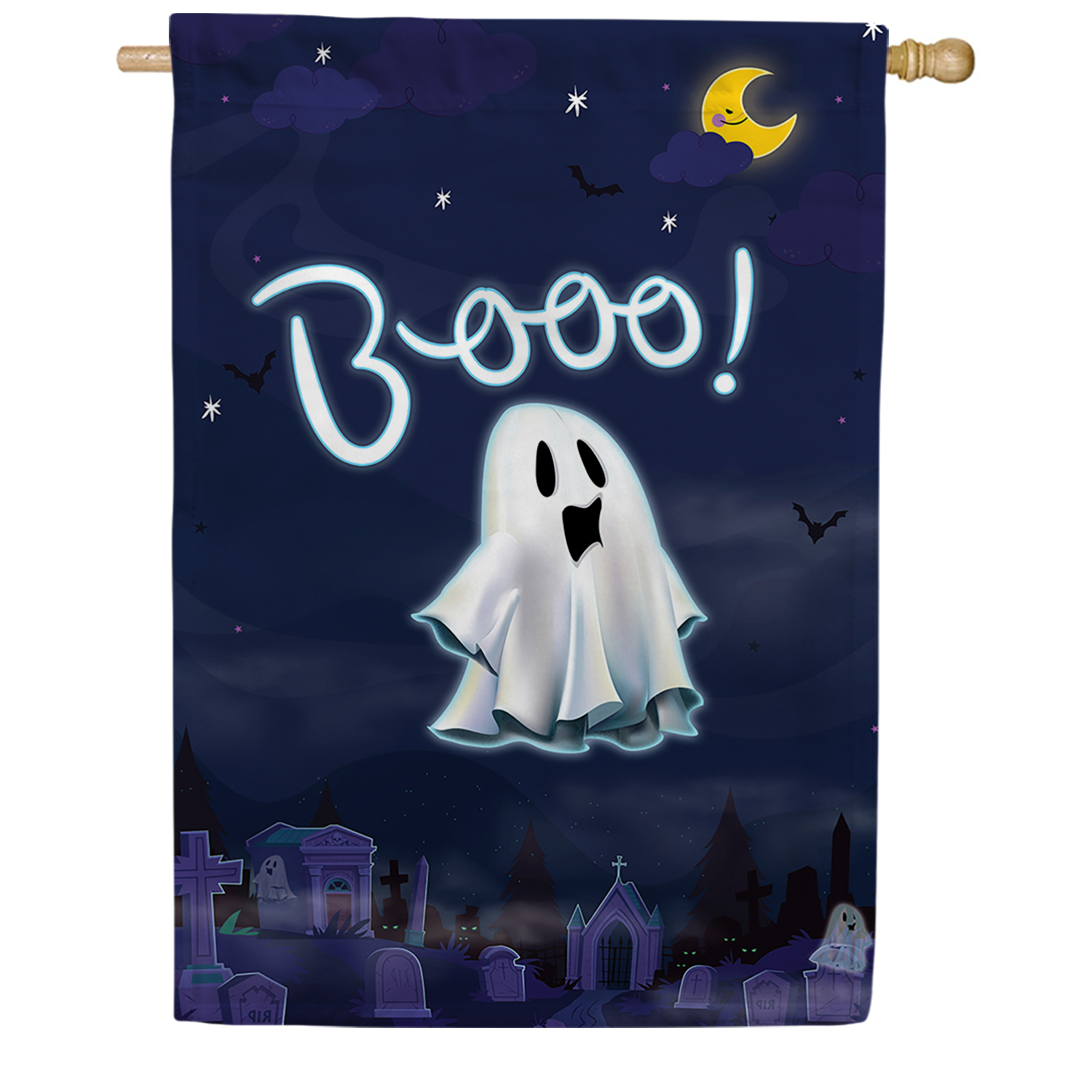 America Forever Halloween Boo House Flag Double Sided Vertical 28 x 40 ...