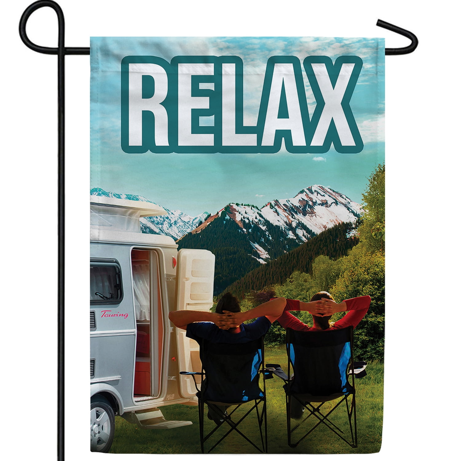 America Forever Happy Camping Relax Garden Flag Double Sided Winter ...