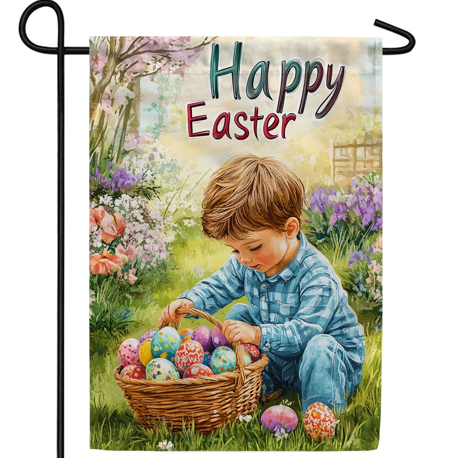 America Forever Happy Easter Boy Garden Flag, 12.5 x 18 inch Double ...