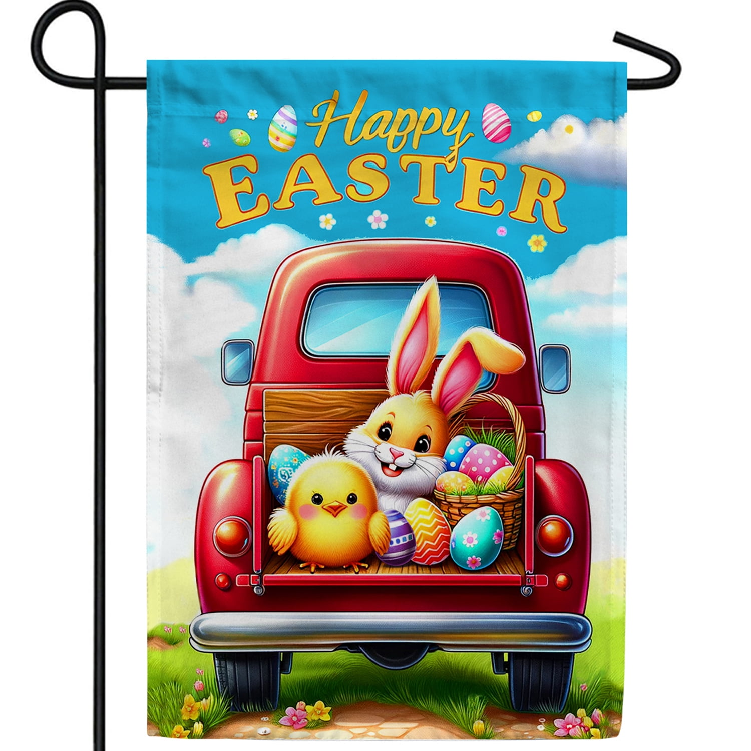 America Forever Happy Easter Truck Garden Flag 12.5 x18 inch Double ...