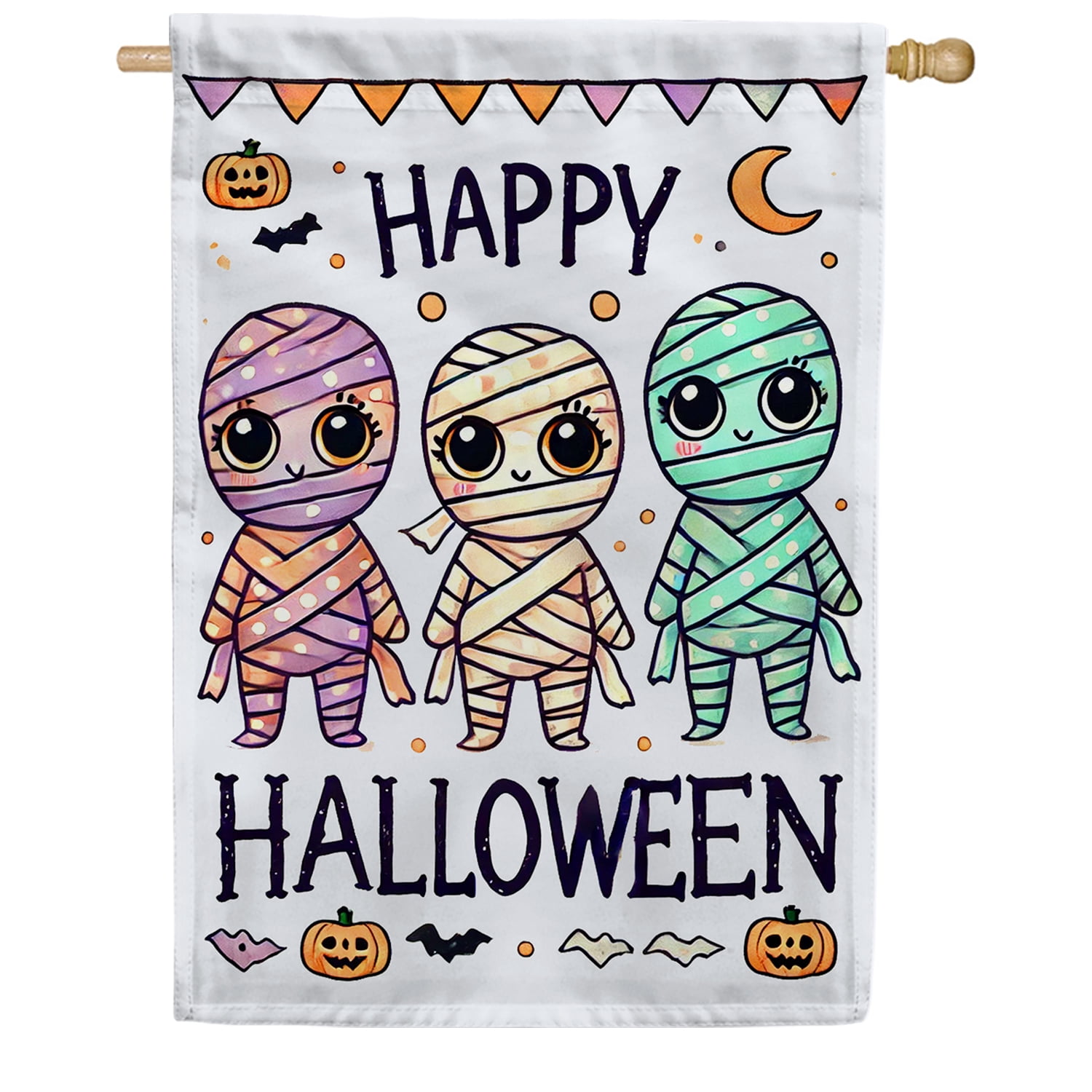 America Forever Happy Halloween Mummy Trio House Flag, 28 x 40 inch ...