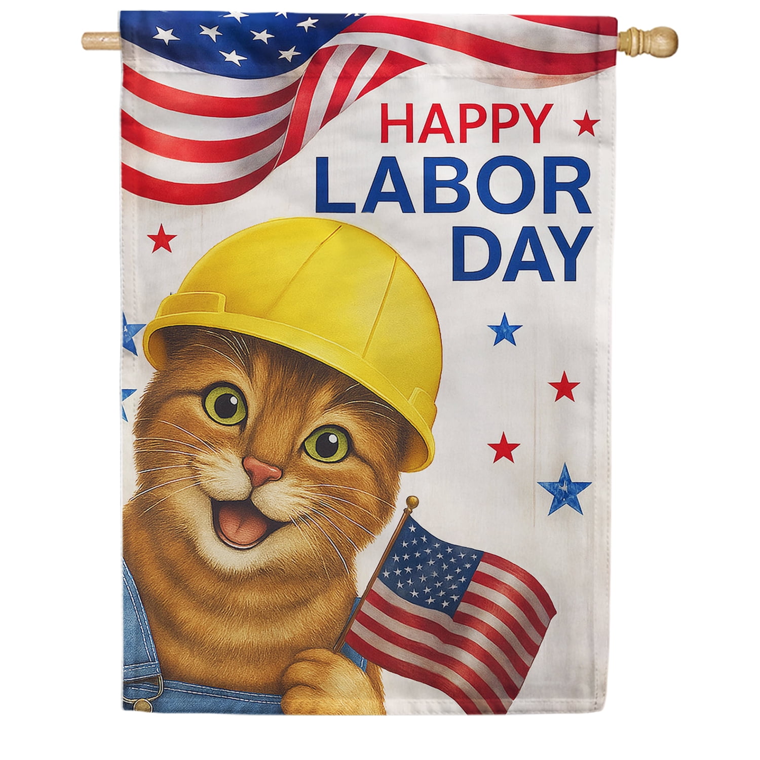 America Forever Happy Labor Day Cat House Flag, 28 x 40 inch Double ...
