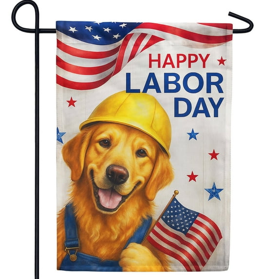 America Forever Happy Labor Day Dog Garden Flag, 12.5 x 18 inch Double ...