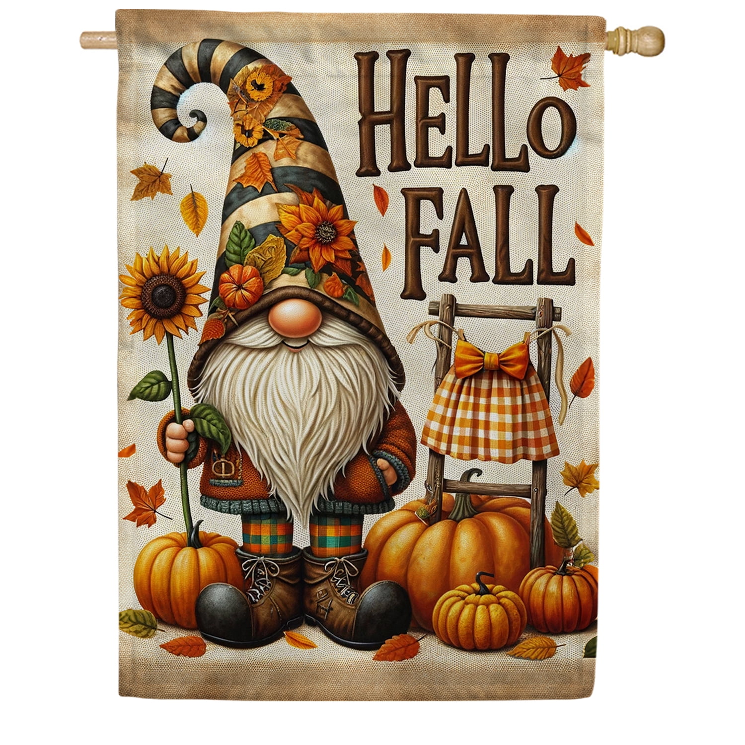 America Forever Hello Fall Gnomes House Flag, 28x40 inch Double Sided ...