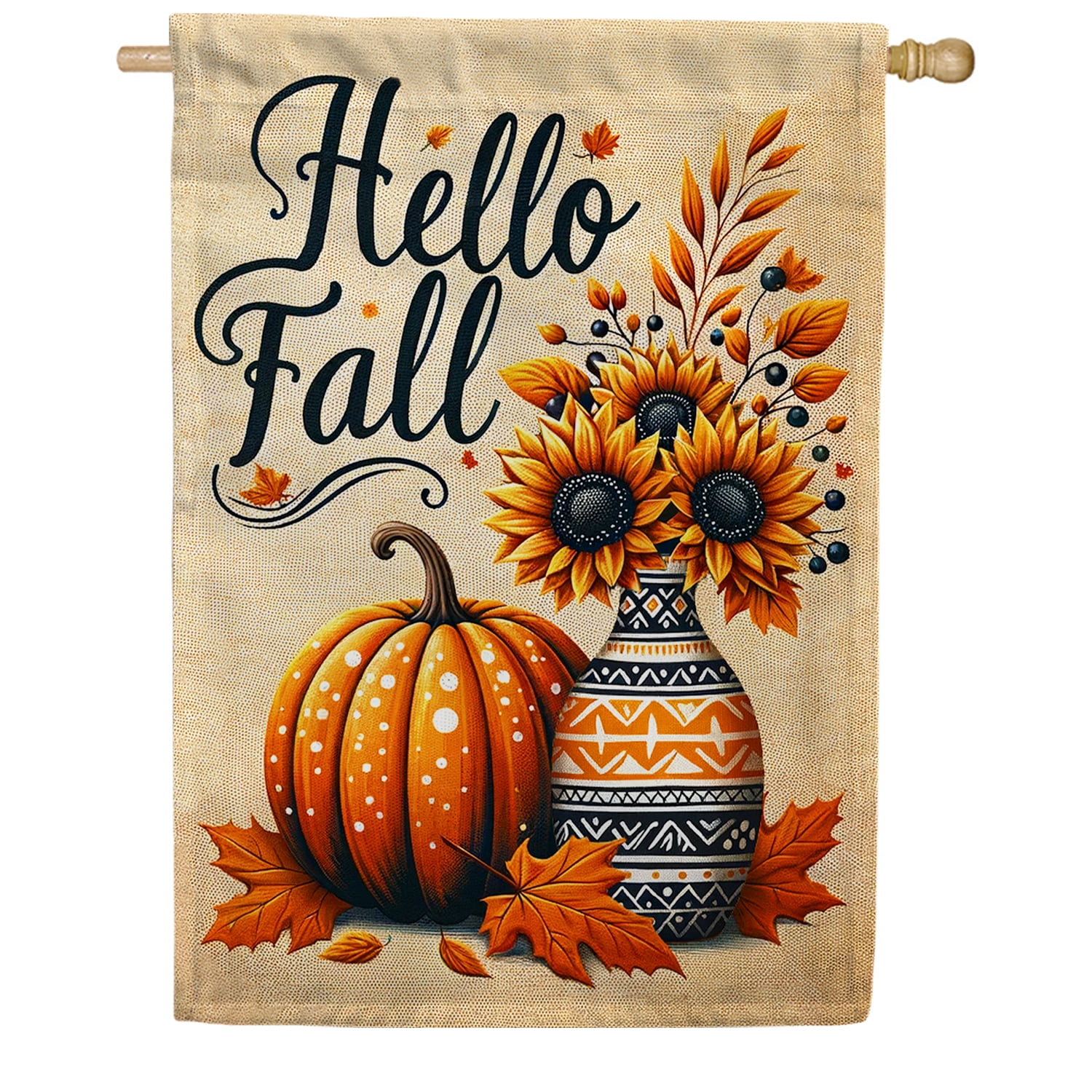 America Forever Hello Fall Pumpkin Sunflower House Flag, 28x40 inch ...