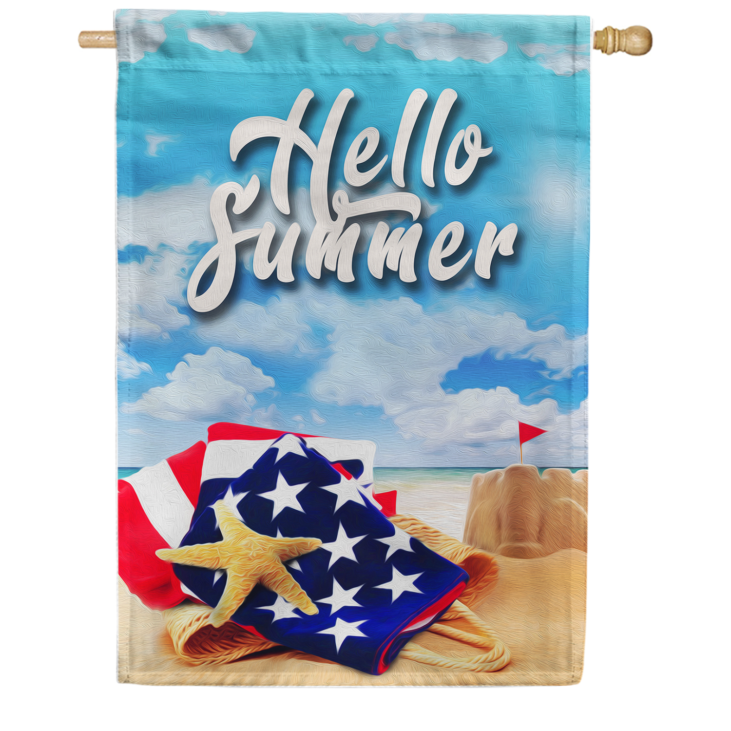 America Forever Hello Summer Tropical Beach House Flag 28 x 40 inches ...