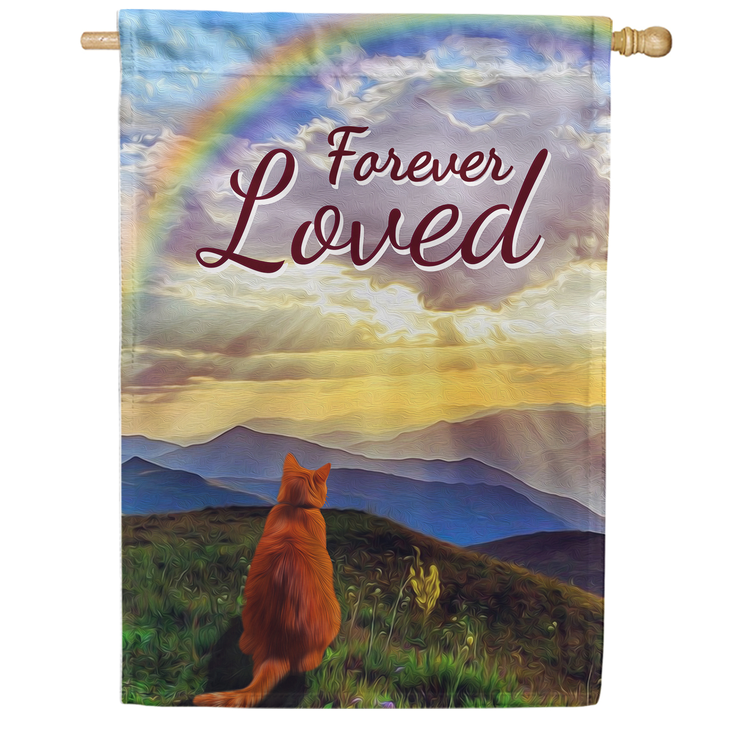 America Forever House Flag - Cat Crossed Over Rainbow Bridge, Cemetery ...