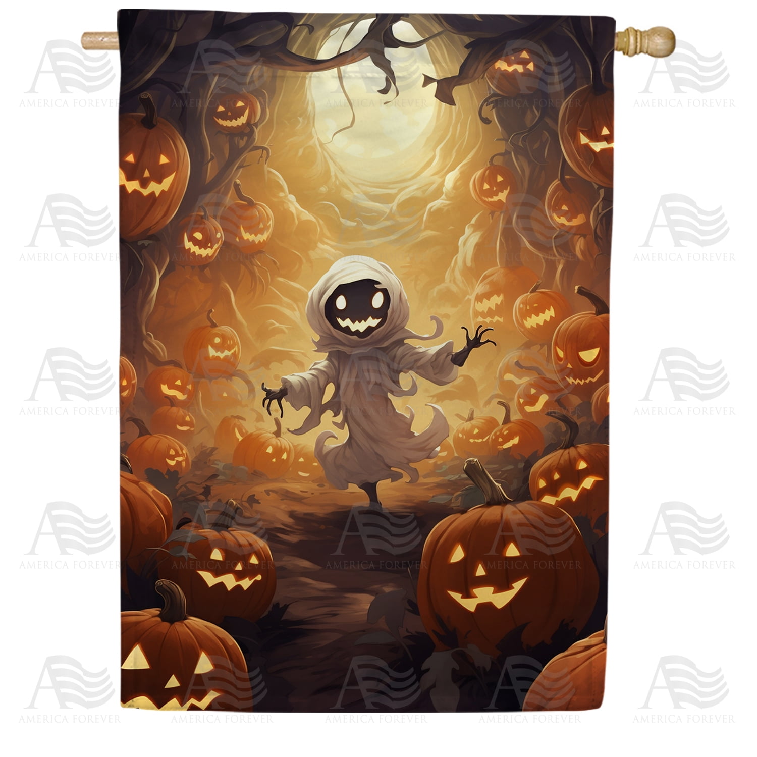 America Forever Jack O Lantern Halloween House Flag 28 x 40 inch Double ...