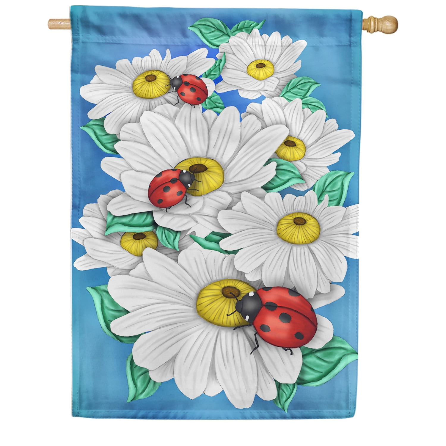 America Forever Ladybugs Daisies House Flag, 28 x 40 inch Double Sided ...