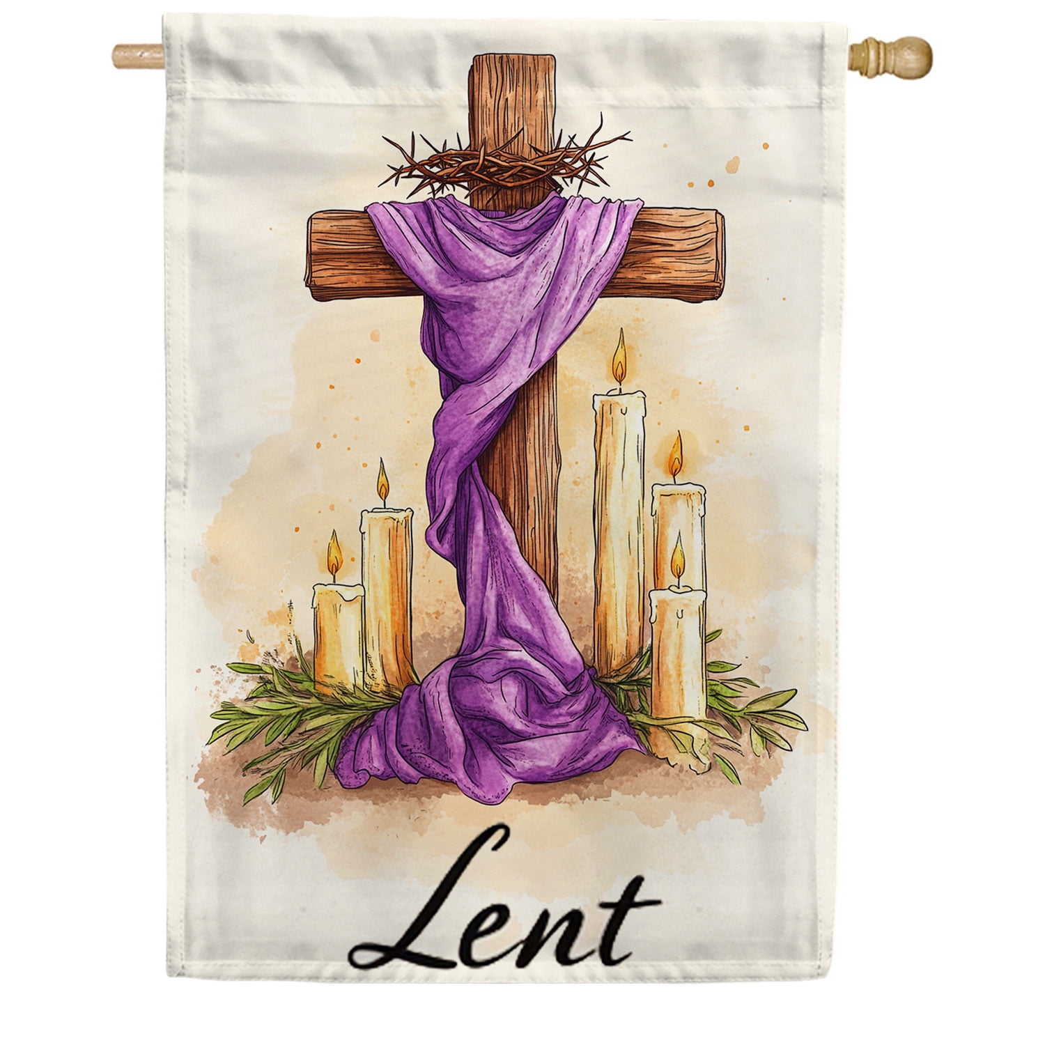 America Forever Lent Cross Candles House Flag, 28 x 40 inch Double ...