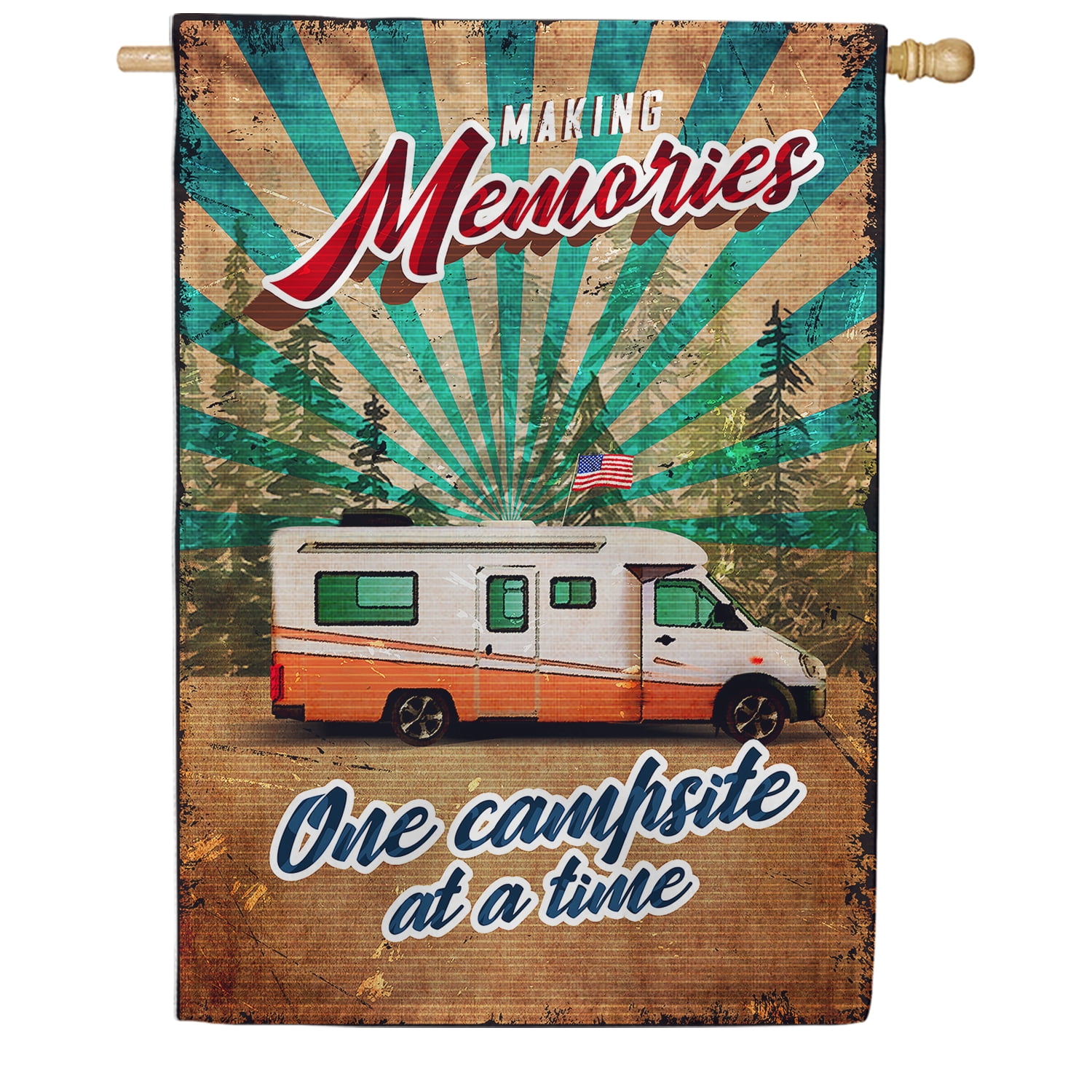 America Forever Making Memories One Campsite at a Time House Flag ...