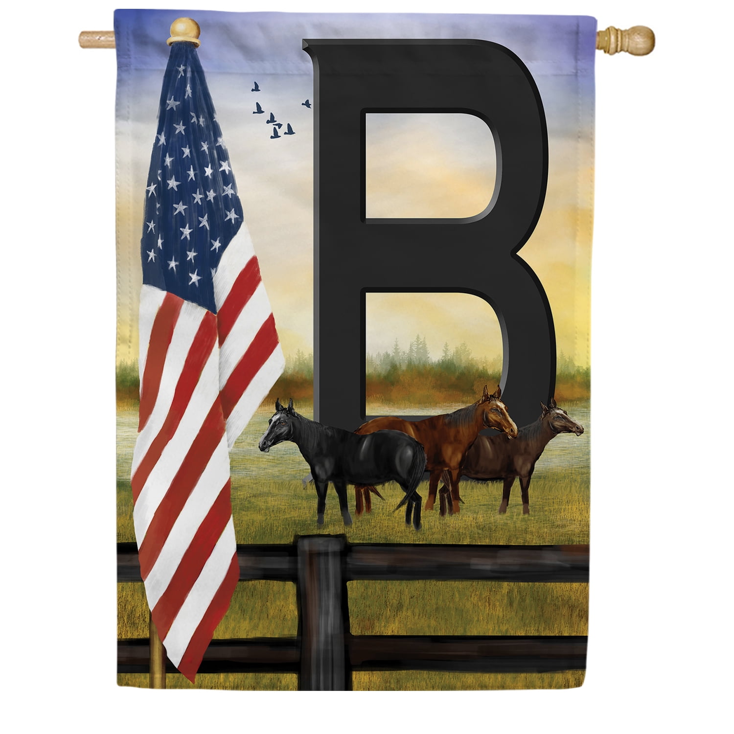 America Forever Monogram B House Flag 28 x 40 inch Double Sided ...