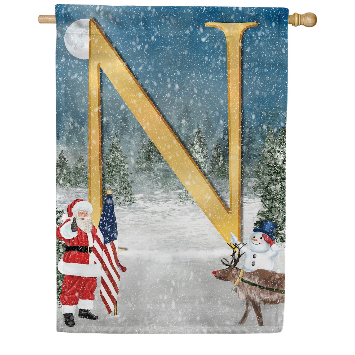 America Forever Monogram Christmas House Flag Letter N 28 x 40 inch ...
