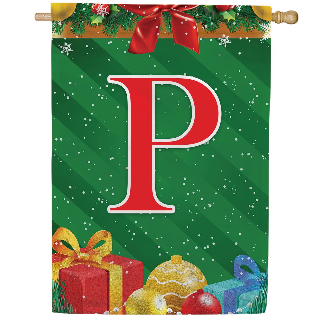 America Forever Monogram Christmas House Flag Letter P 28 x 40 inch ...