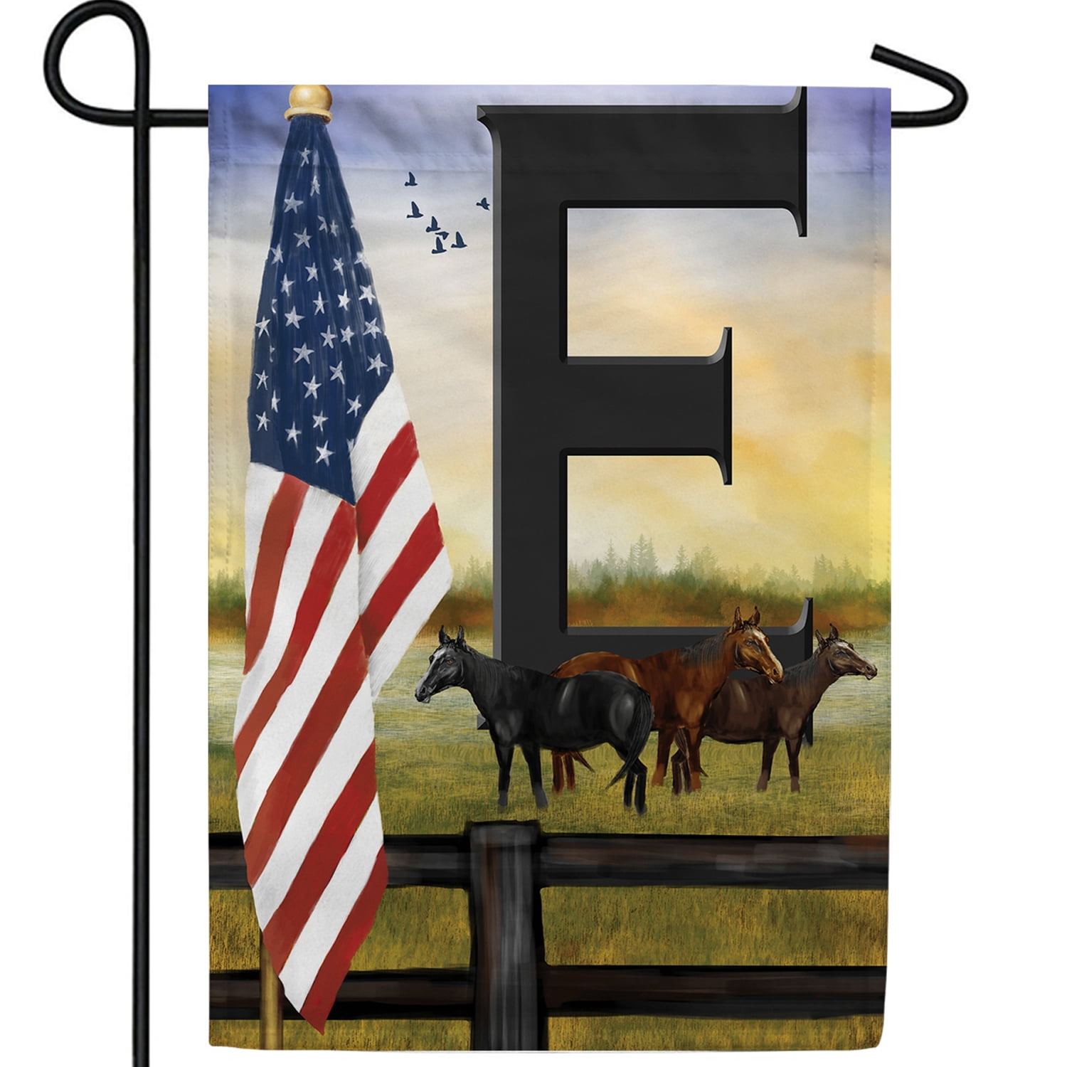 America Forever Monogram E Garden Flag 12.5 x 18 inch Double Sided ...