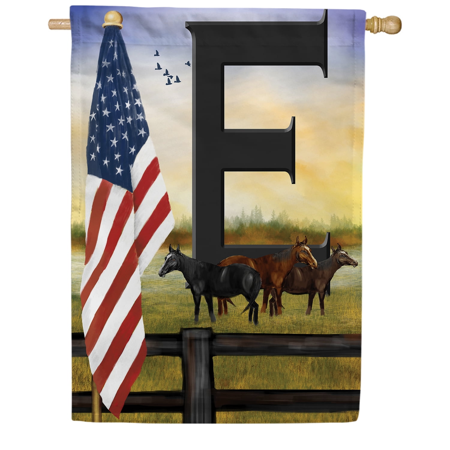 America Forever Monogram E House Flag 28 x 40 inch Double Sided ...