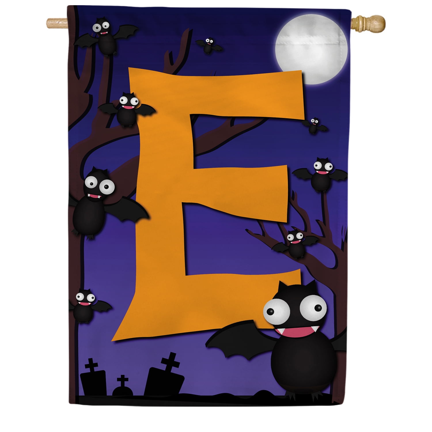 America Forever Monogram Halloween Bat House Flag 28 x 40 inches Letter ...