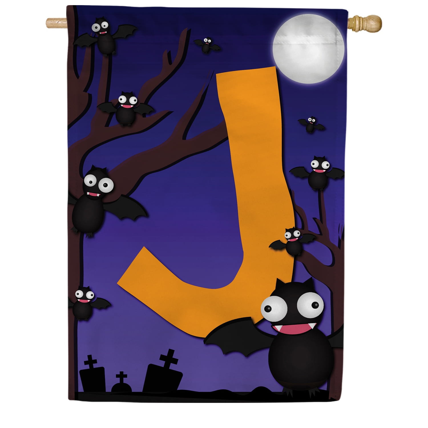 America Forever Monogram Halloween Bat House Flag 28 x 40 inches Letter ...