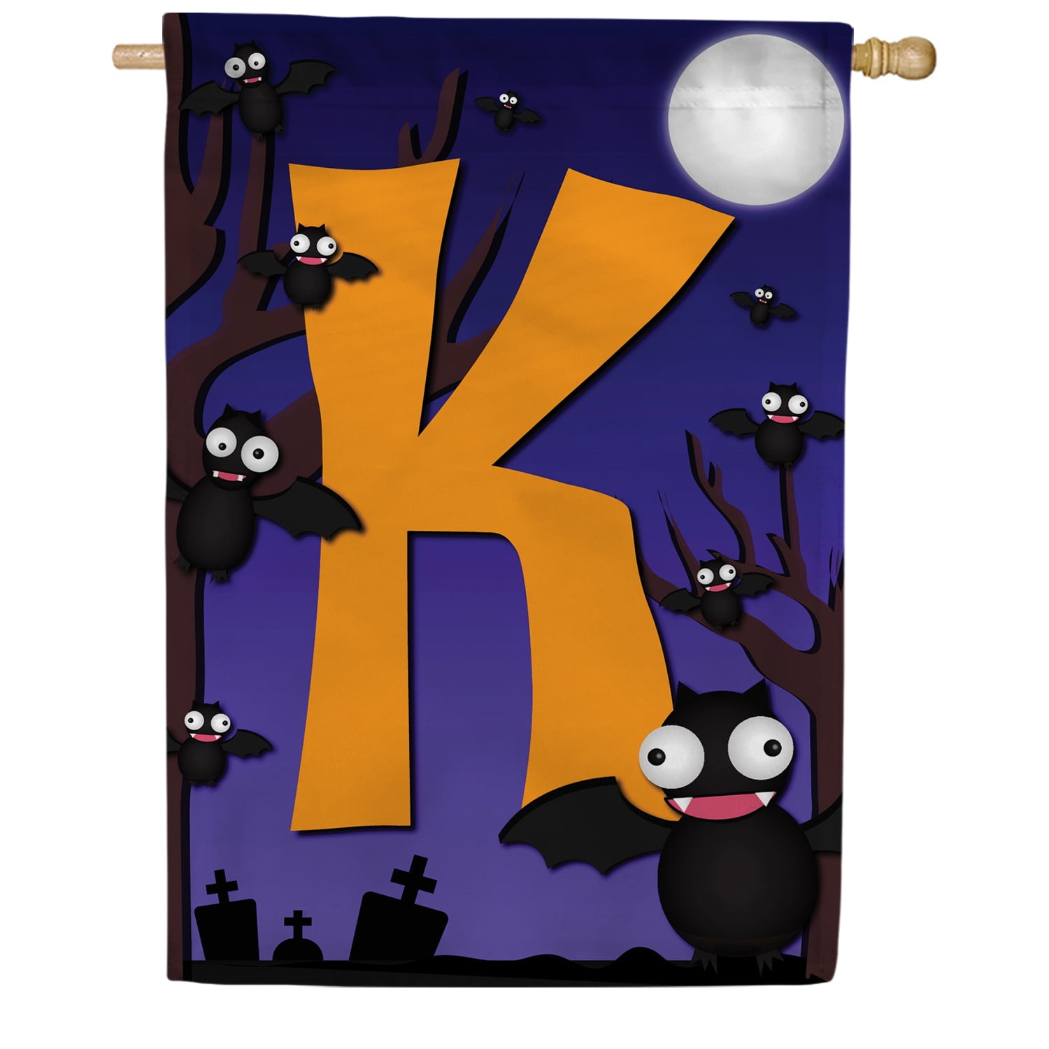 America Forever Monogram Halloween Bat House Flag 28 x 40 inches Letter ...