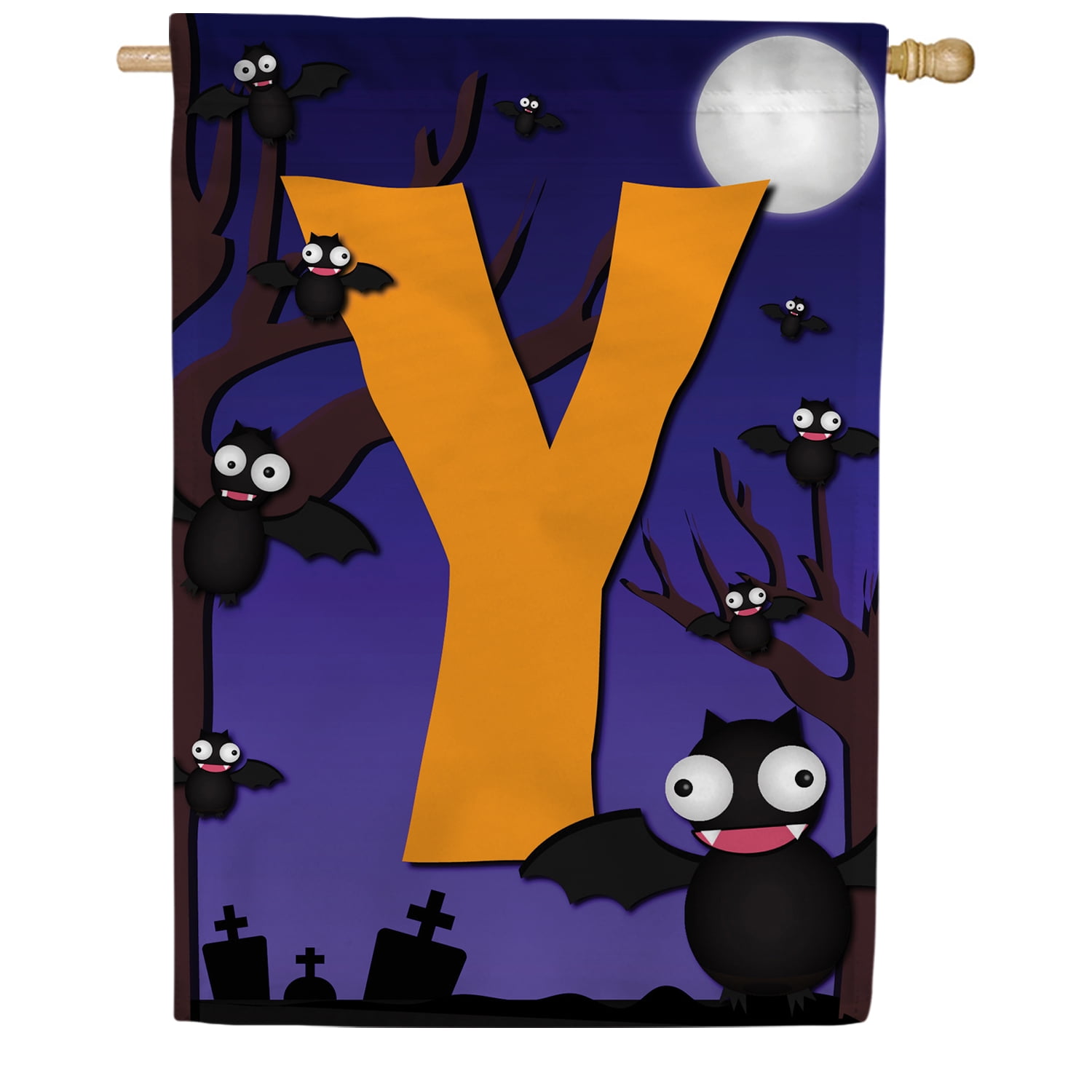 America Forever Monogram Halloween Bat House Flag 28 x 40 inches Letter ...