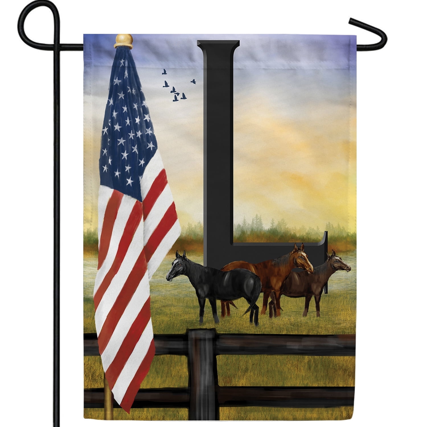 America Forever Monogram L Garden Flag 12.5 x 18 inch Double Sided ...