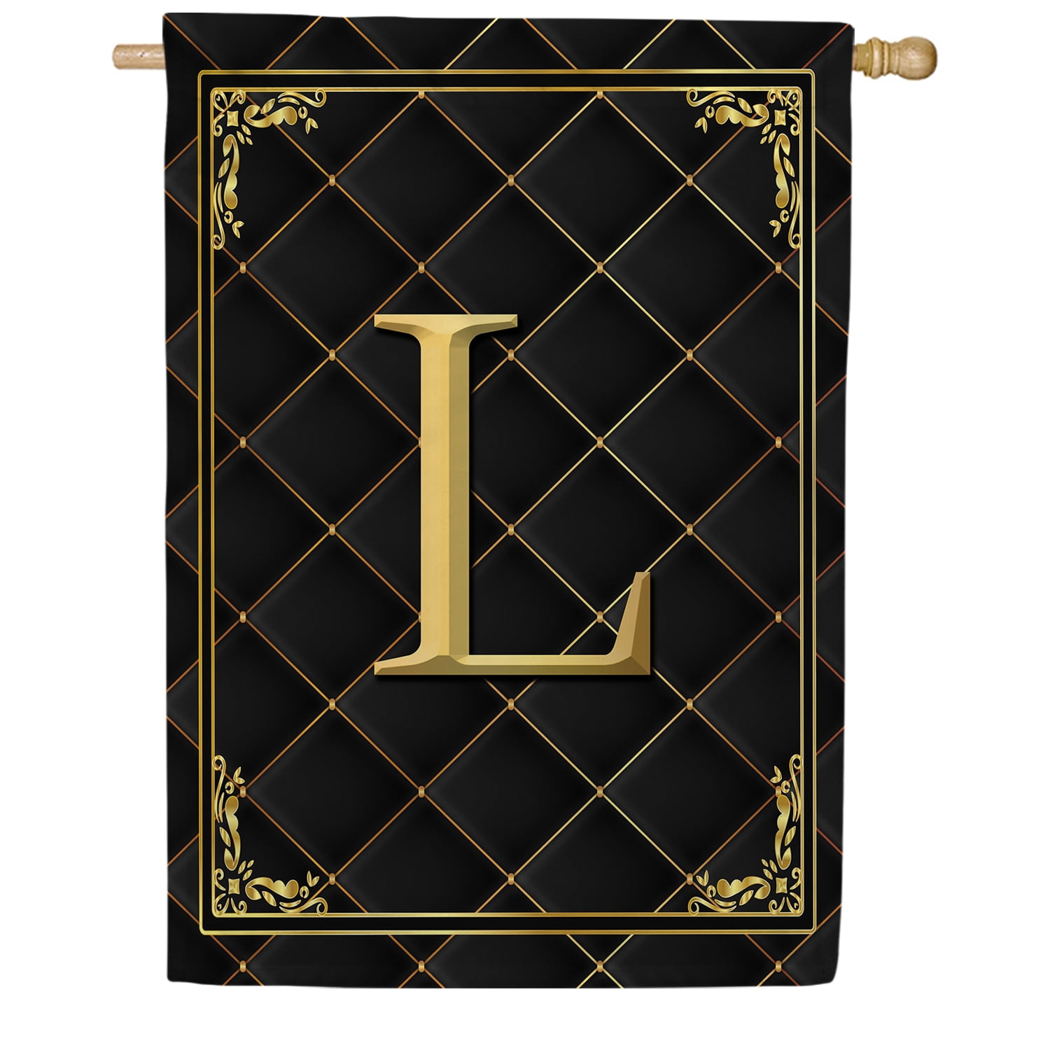 America Forever Monogram L House Flag, 28 x 40 inch Double Sided, Black ...