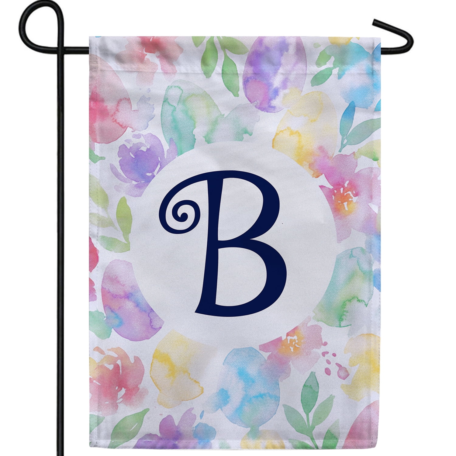 America Forever Monogram Letter B Watercolor Flowers Double Sided