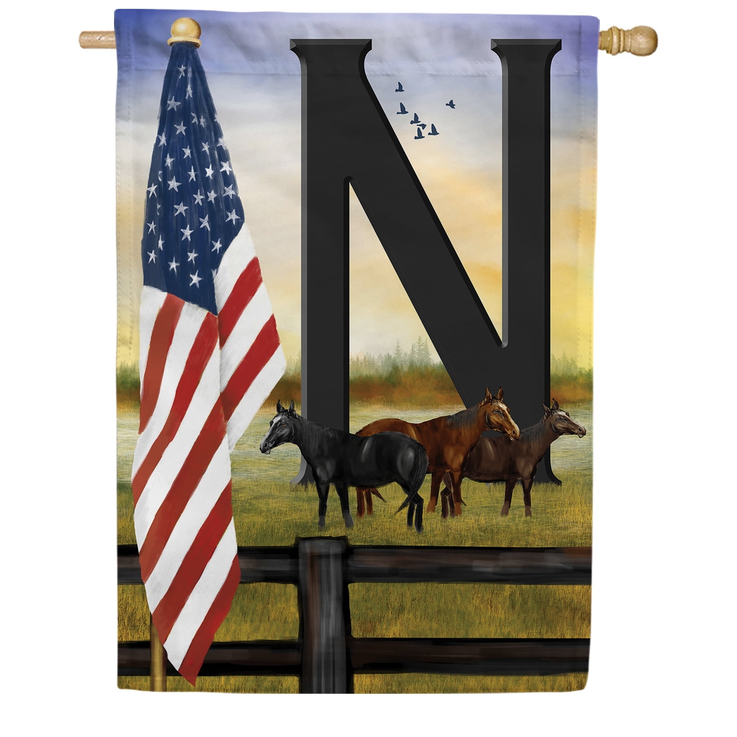 America Forever Monogram N House Flag 28 x 40 inch Double Sided ...