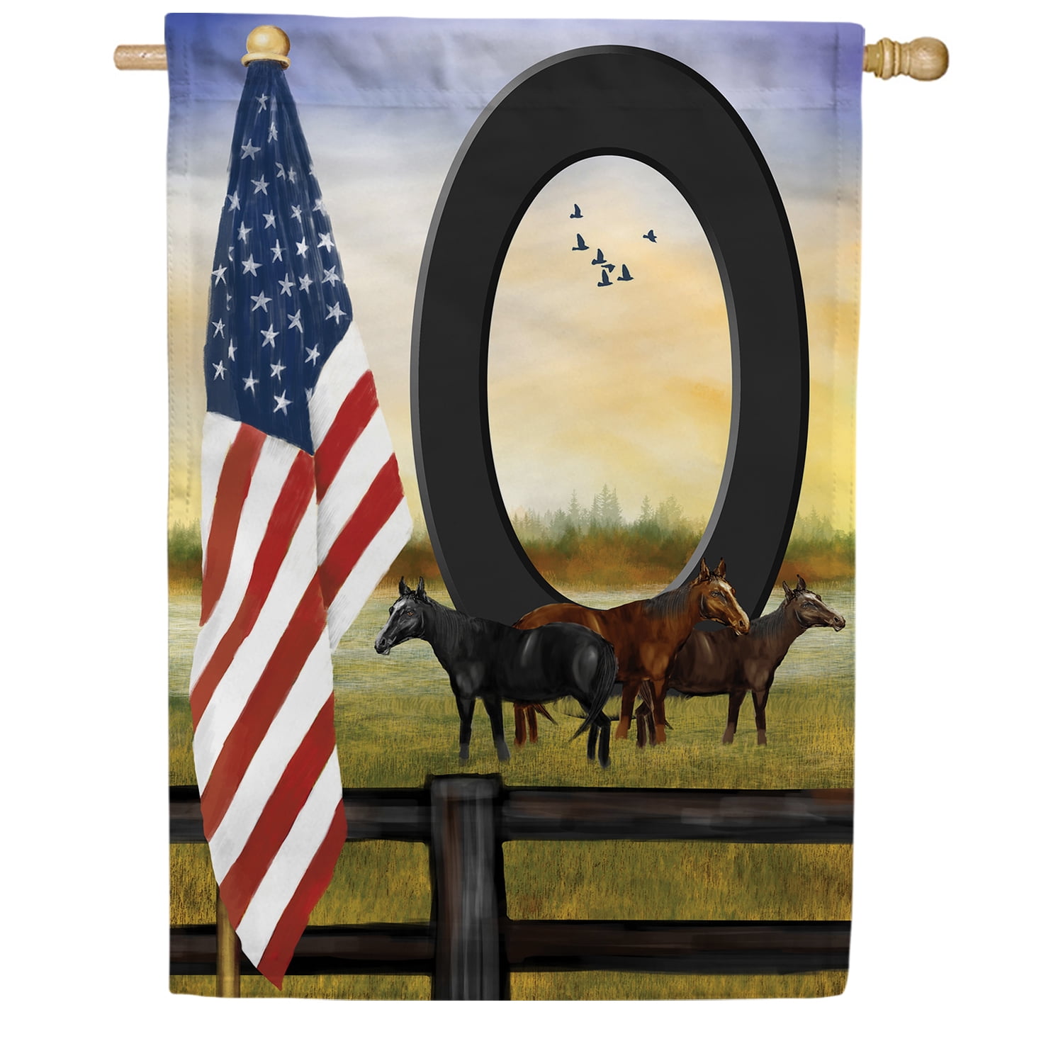 America Forever Monogram O House Flag 28 x 40 inch Double Sided ...