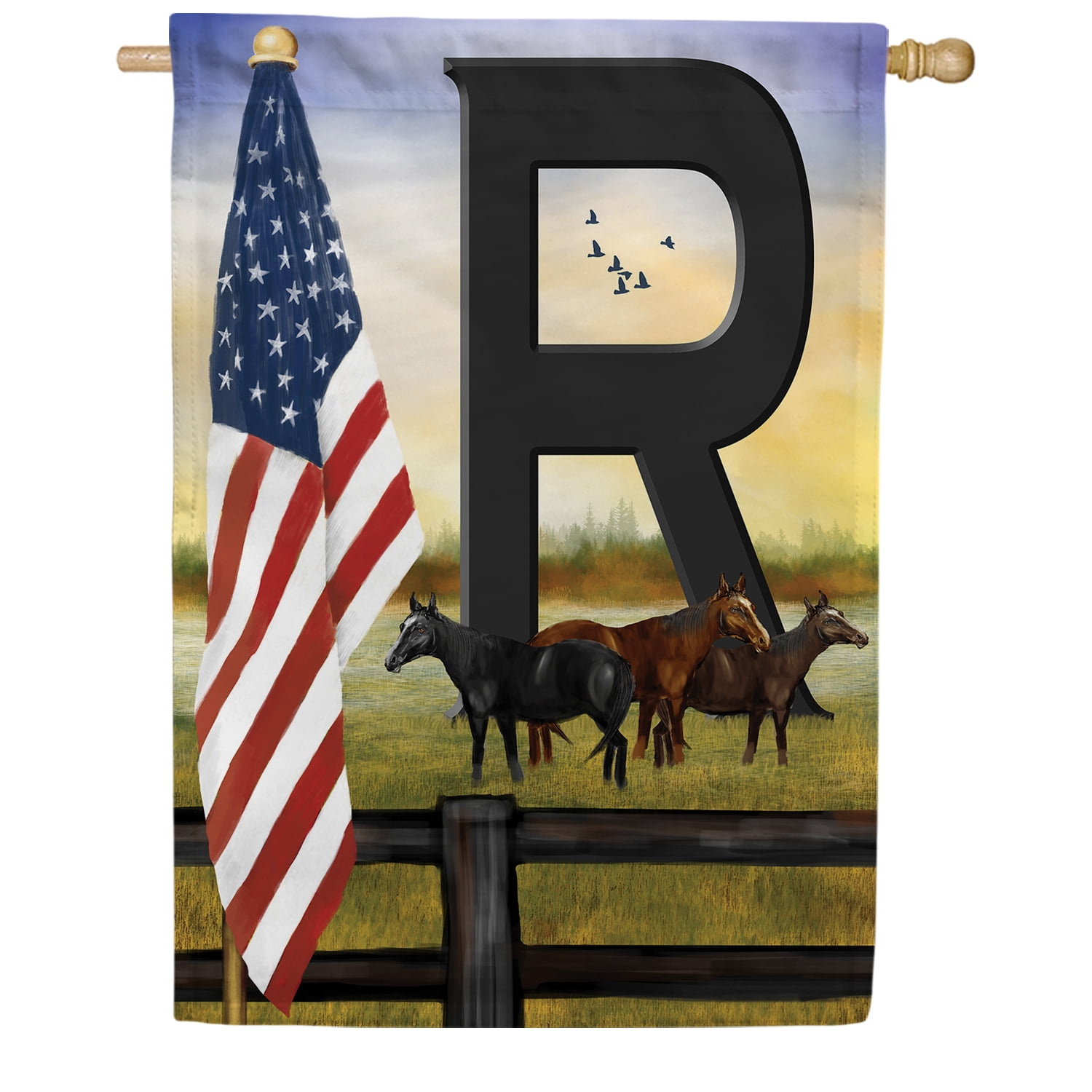 America Forever Monogram R House Flag 28 x 40 inch Double Sided ...