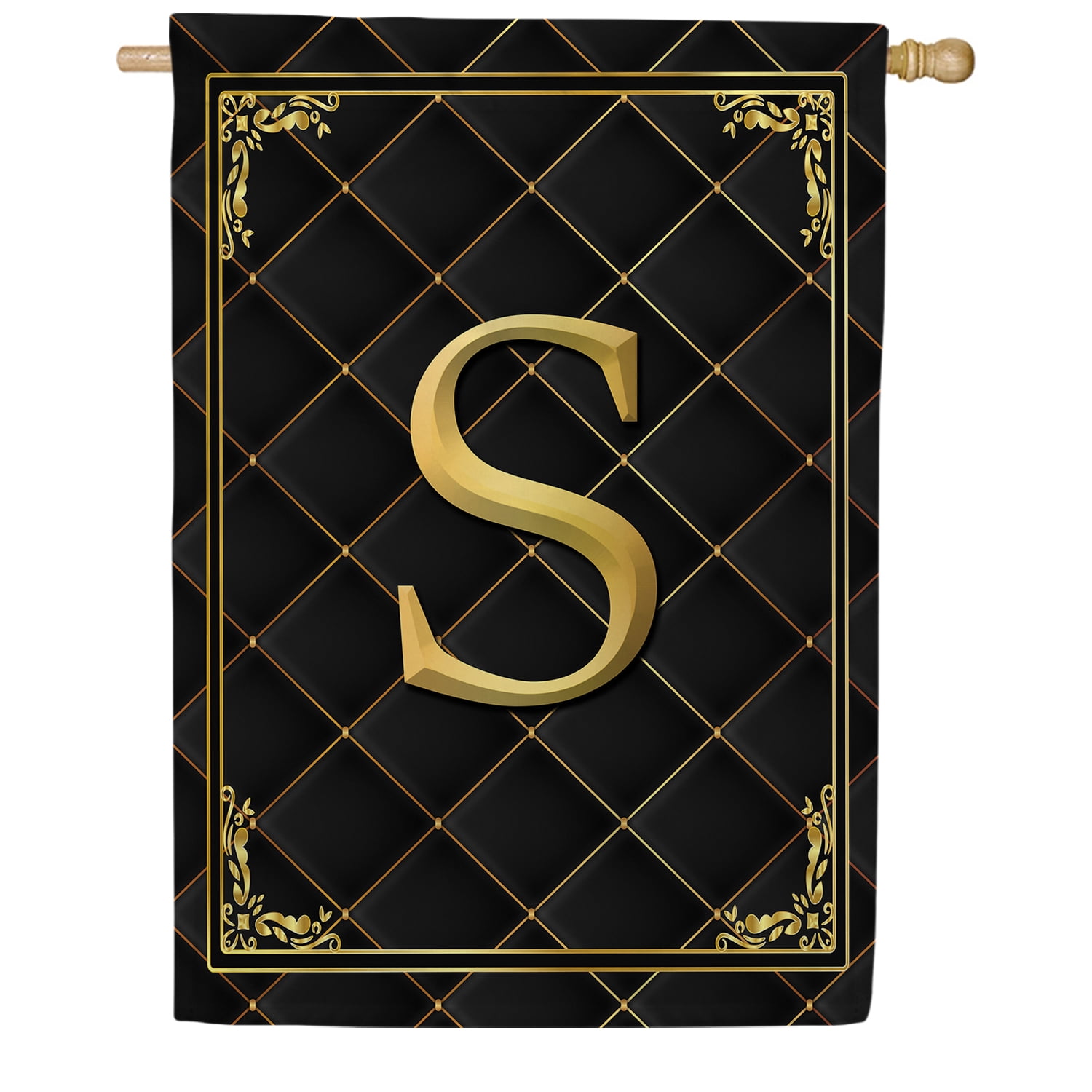 America Forever Monogram S House Flag, 28 x 40 inch Double Sided, Black ...